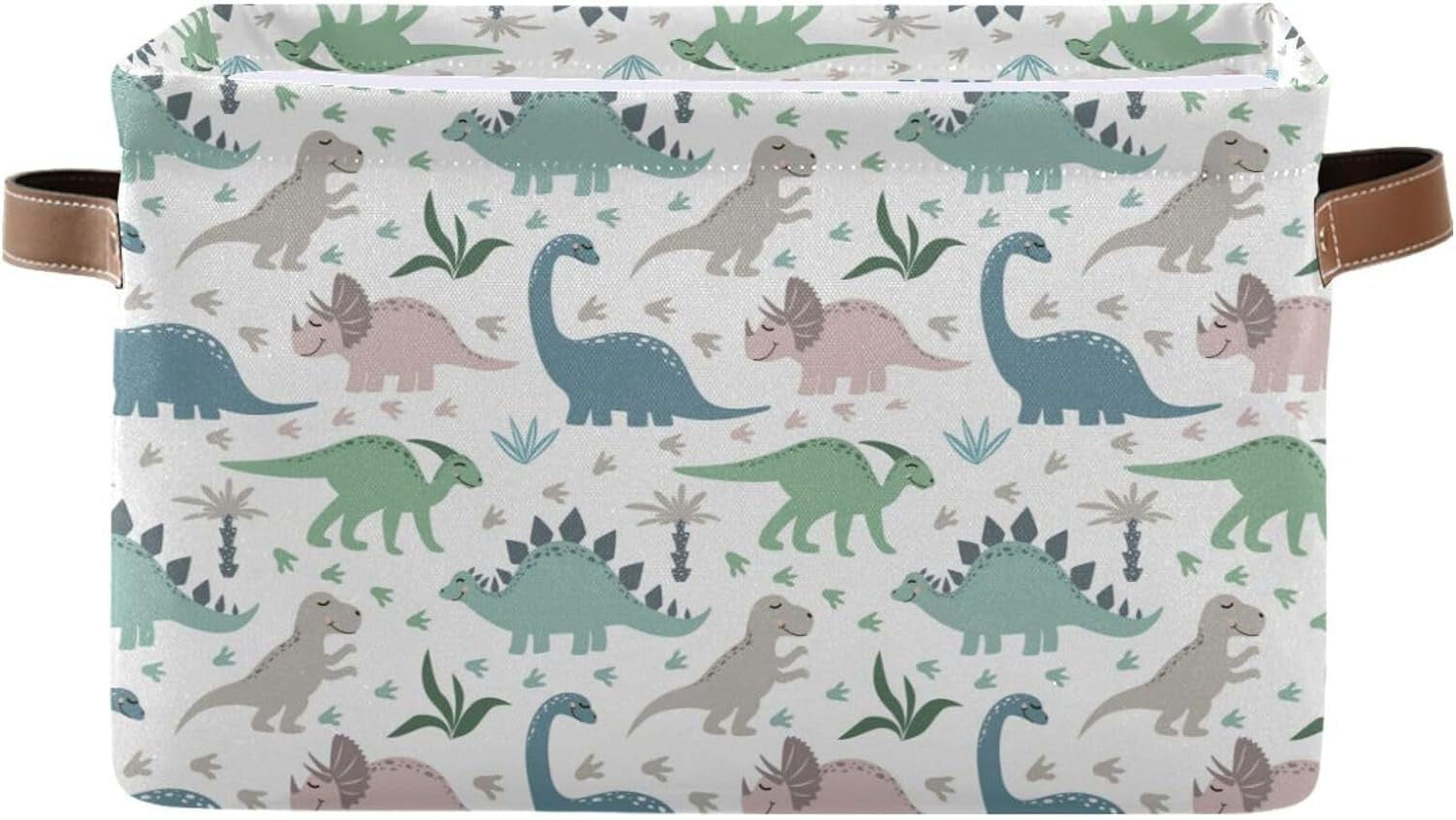 FREEAMG Cute Dinosaurs Foldable Canvas Storage Bin, Sturdy Fabric ...