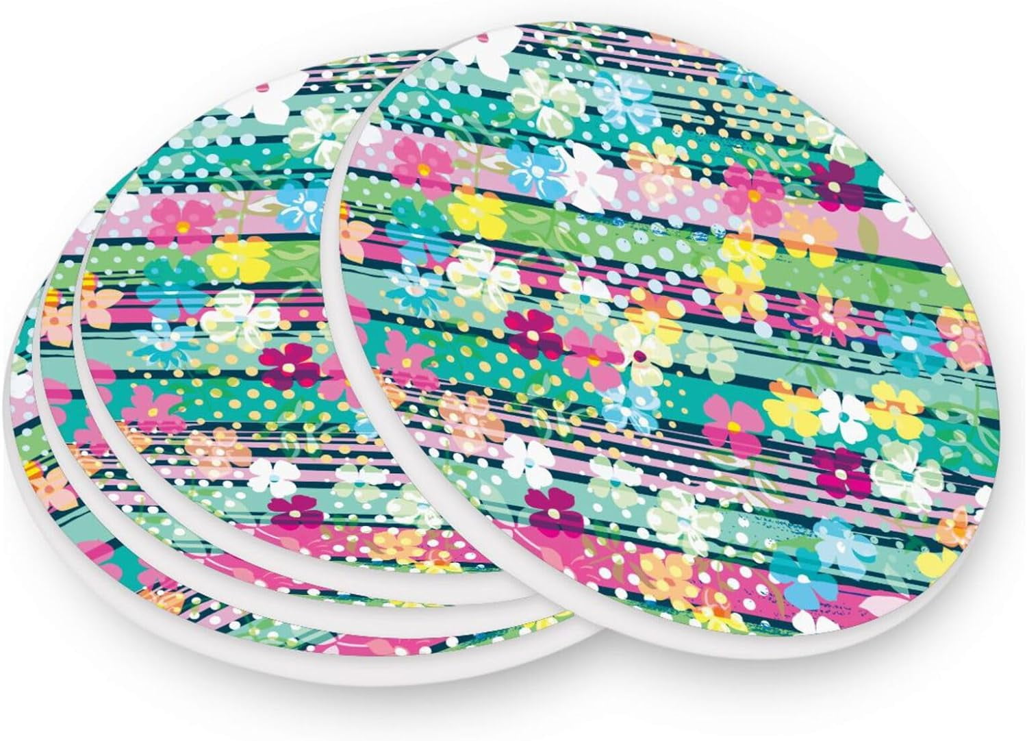 FREEAMG Cute Ditsy Flowers Coasters for Drinks Set of 4, Absorbent ...