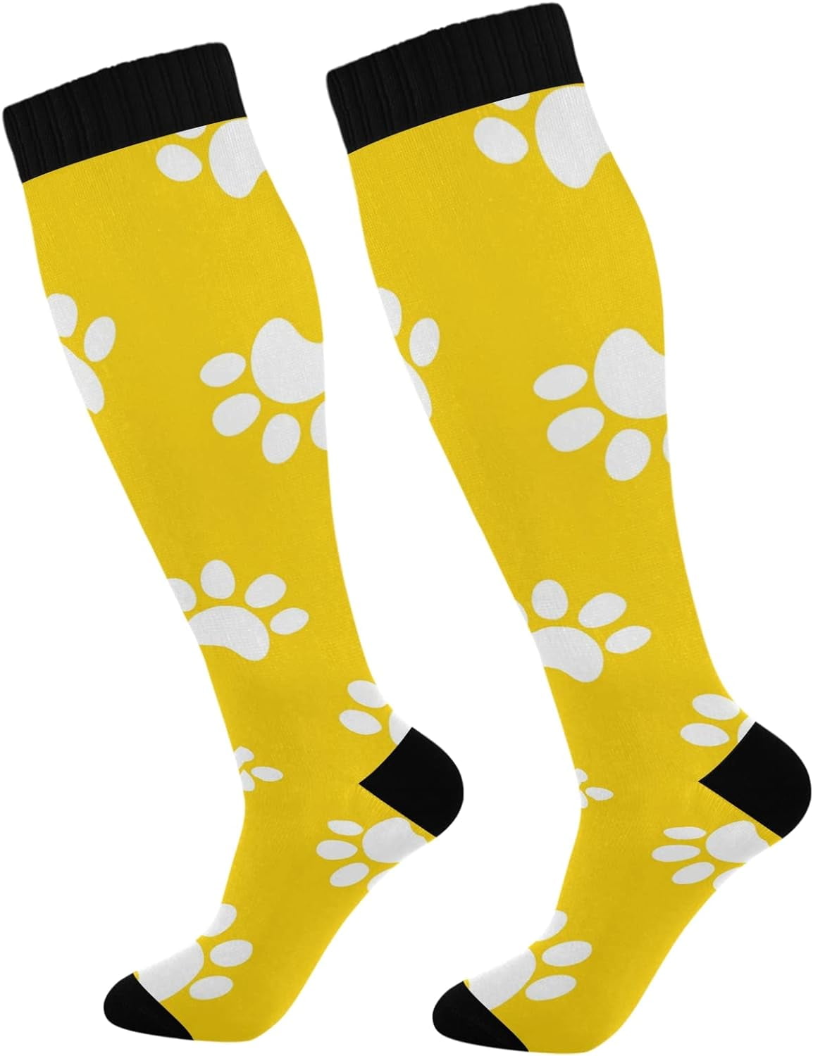 FREEAMG Cute Dog Paw Compression Socks for Men & Women Knee High ...
