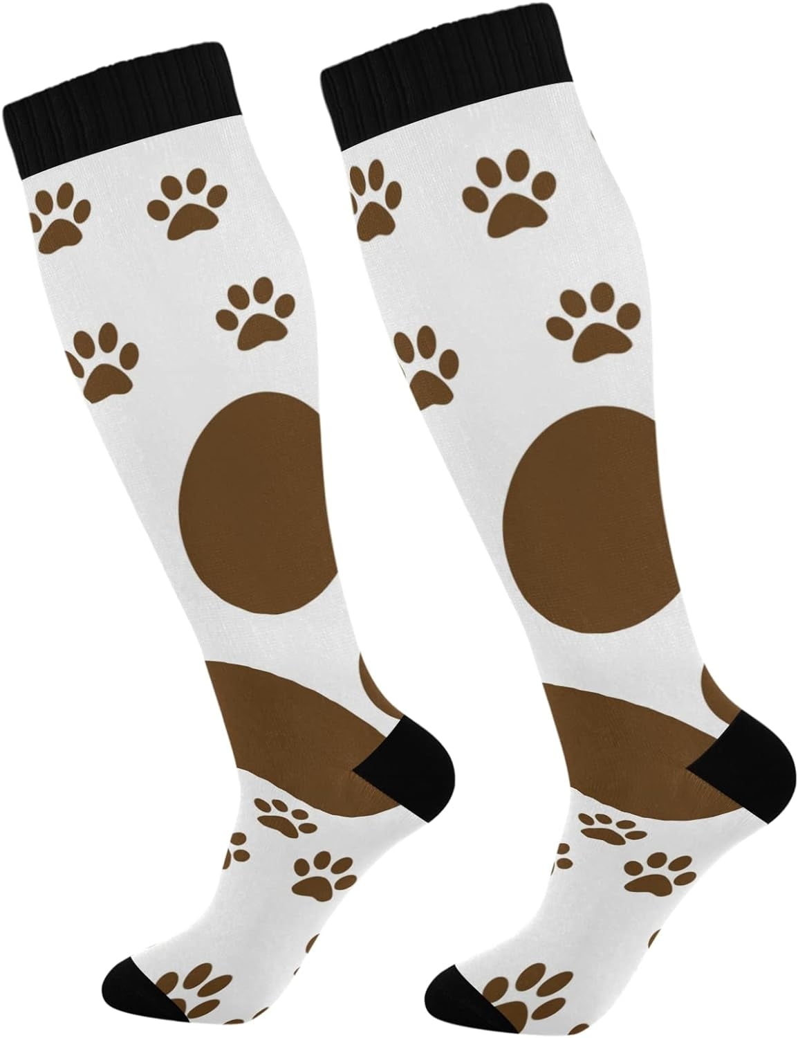 FREEAMG Cute Dog Paw Compression Socks for Men & Women Knee High ...