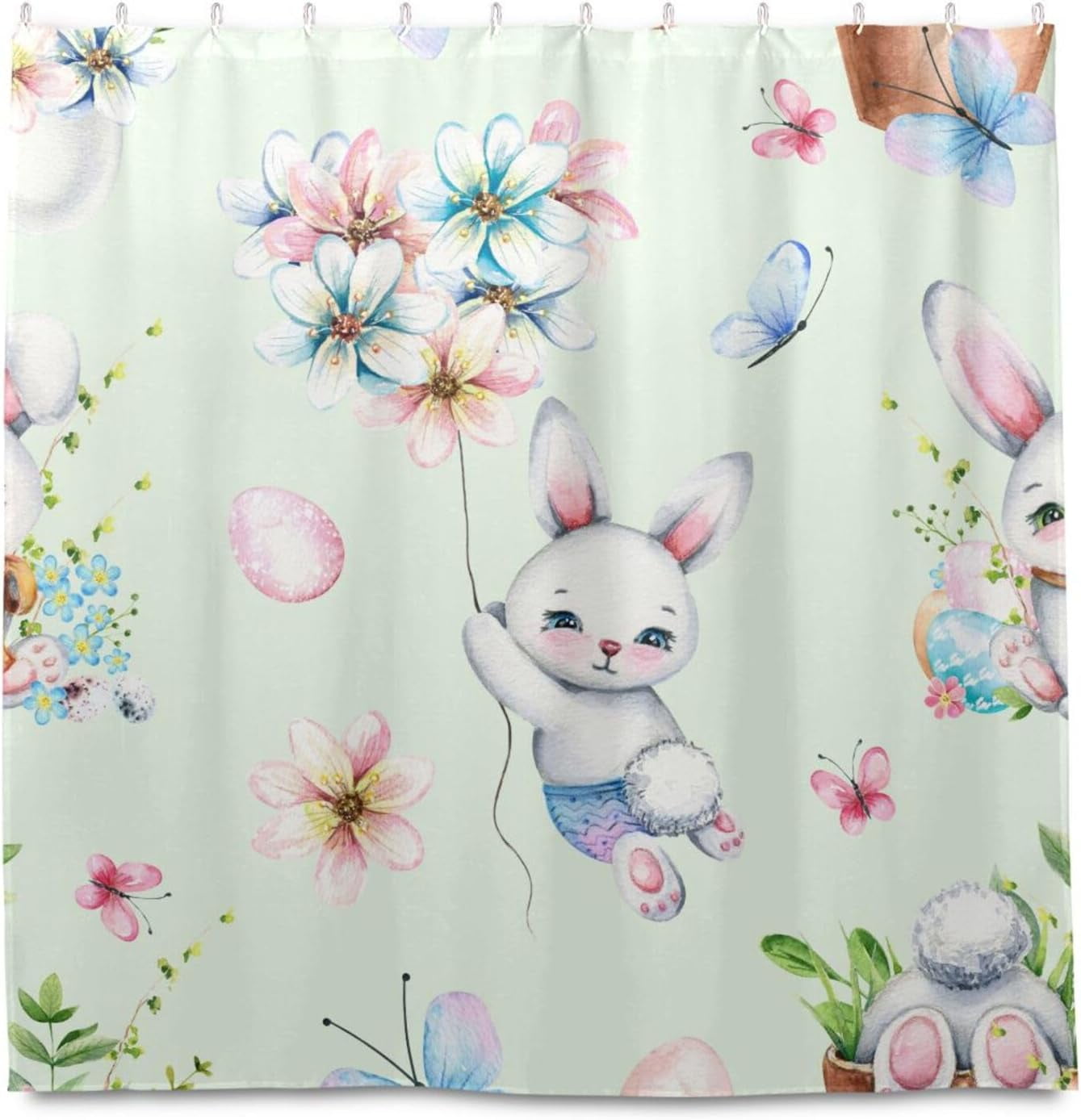 FREEAMG Cute Easter Eggs Shower Curtain - 72x72 Inch Waterproof Fabric ...
