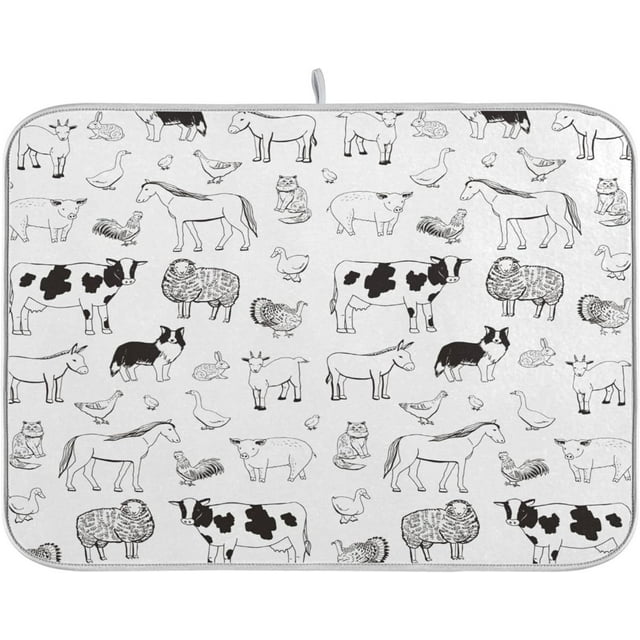 FREEAMG Cute Farm Animals Dish Drying Mats for Kitchen Counter, Heat ...
