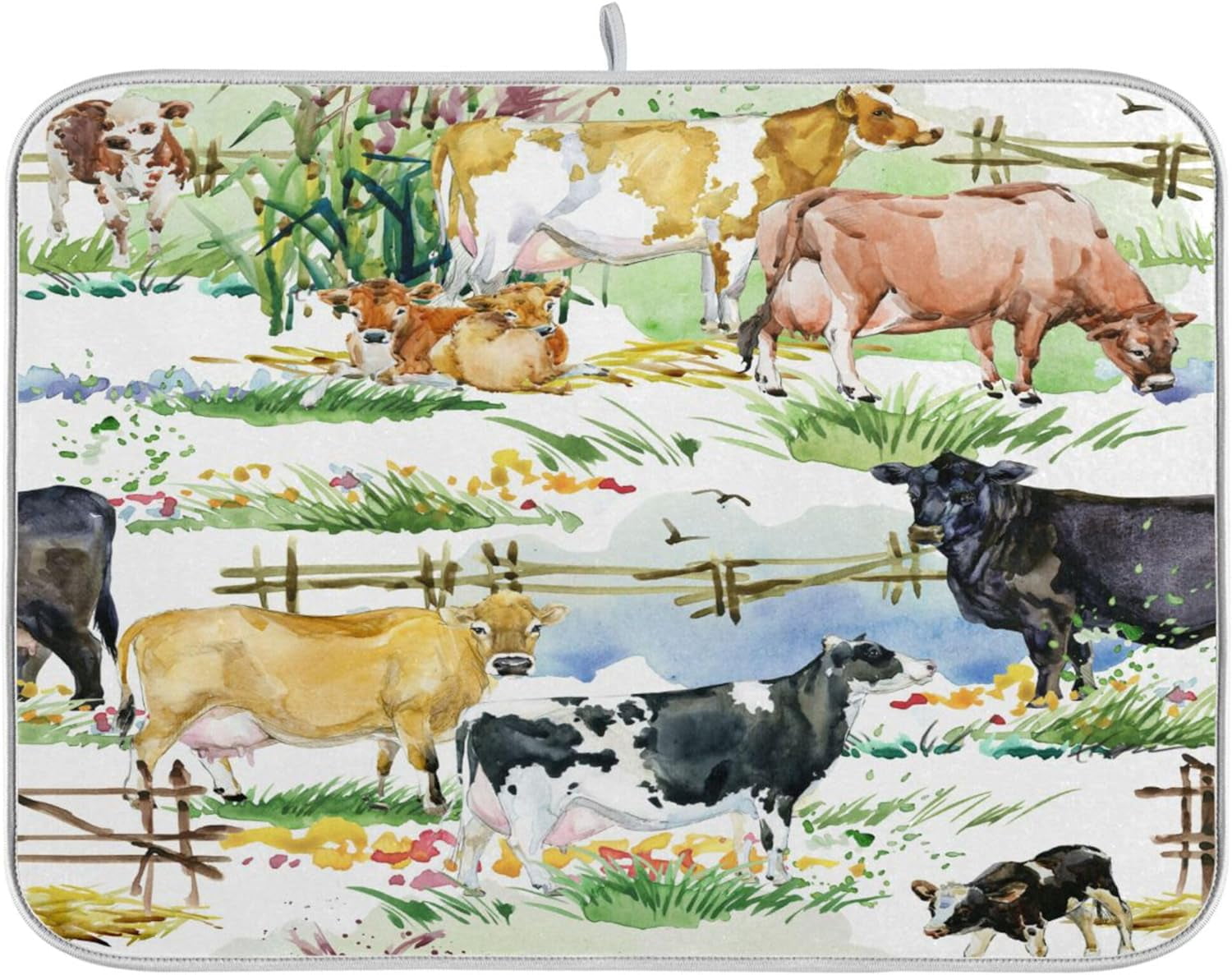 FREEAMG Cute Farm Animals Dish Drying Mats for Kitchen Counter, Heat ...