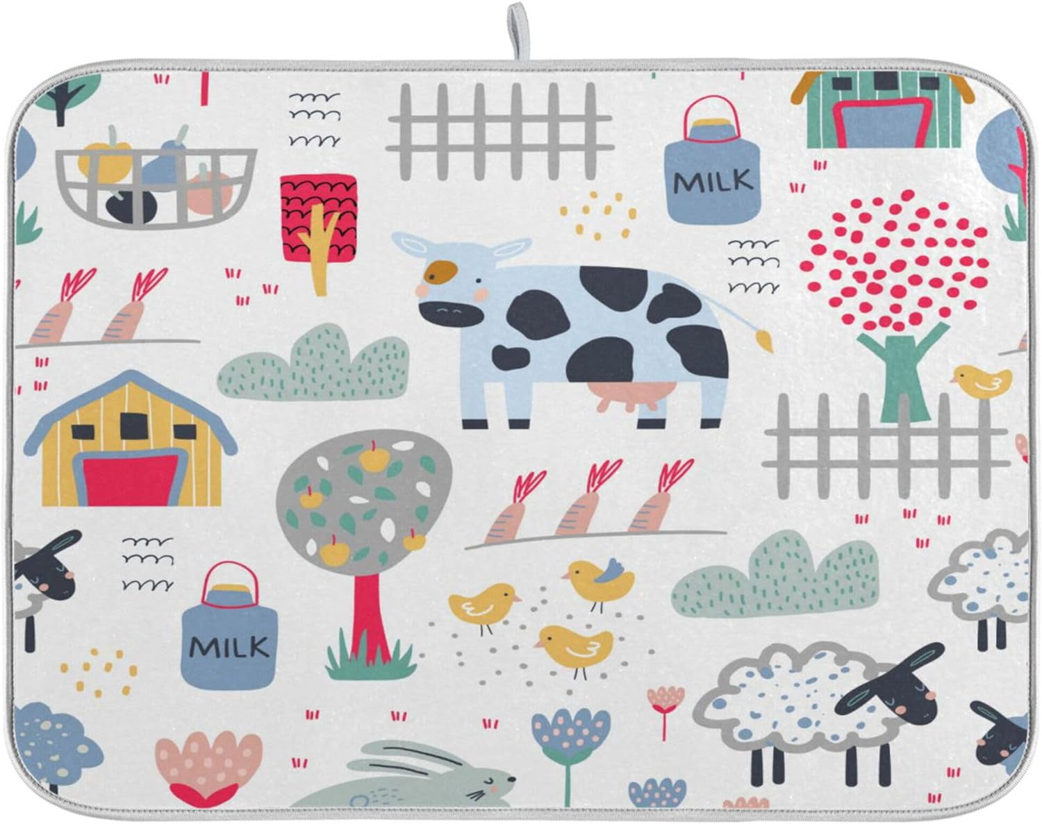 FREEAMG Cute Farm Animals Dish Drying Mats for Kitchen Counter, Heat ...