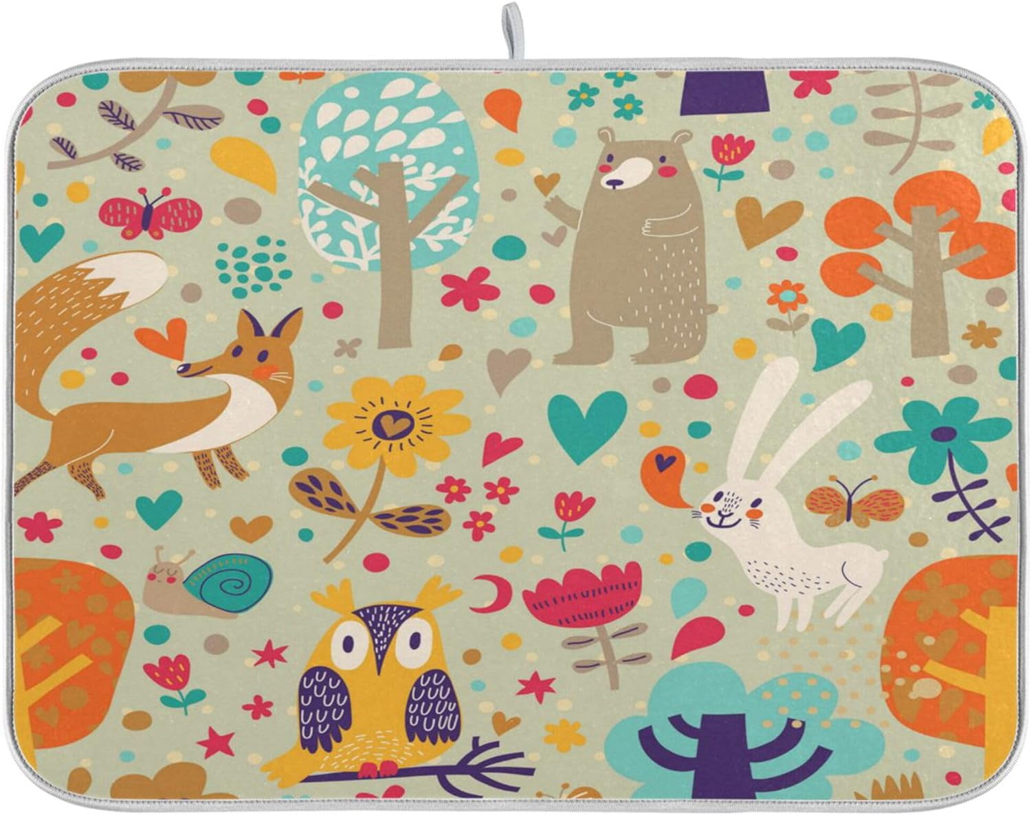 FREEAMG Cute Forest Animals Dish Drying Mats for Kitchen Counter, Heat ...