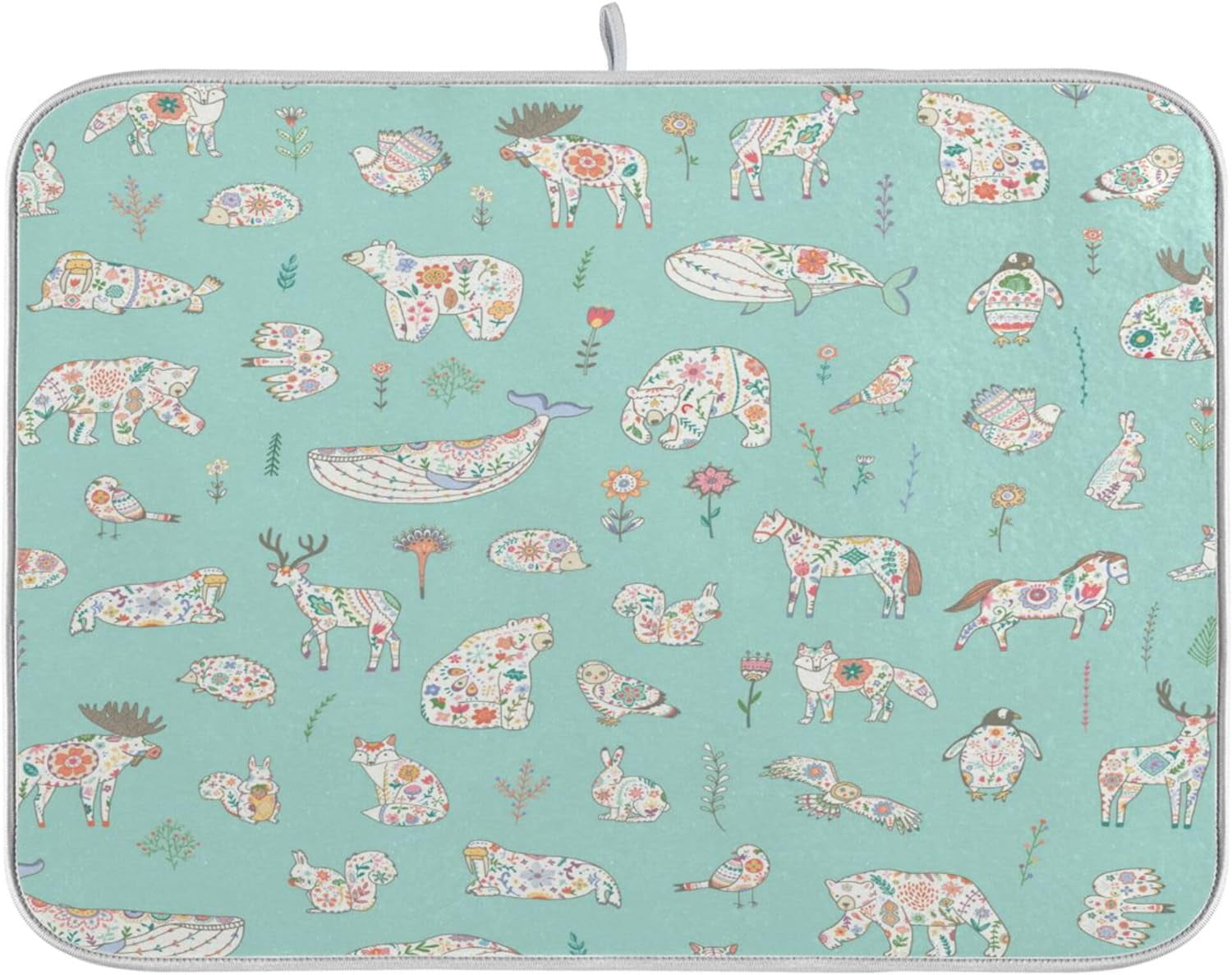 FREEAMG Cute Forest Animals Dish Drying Mats for Kitchen Counter, Heat ...