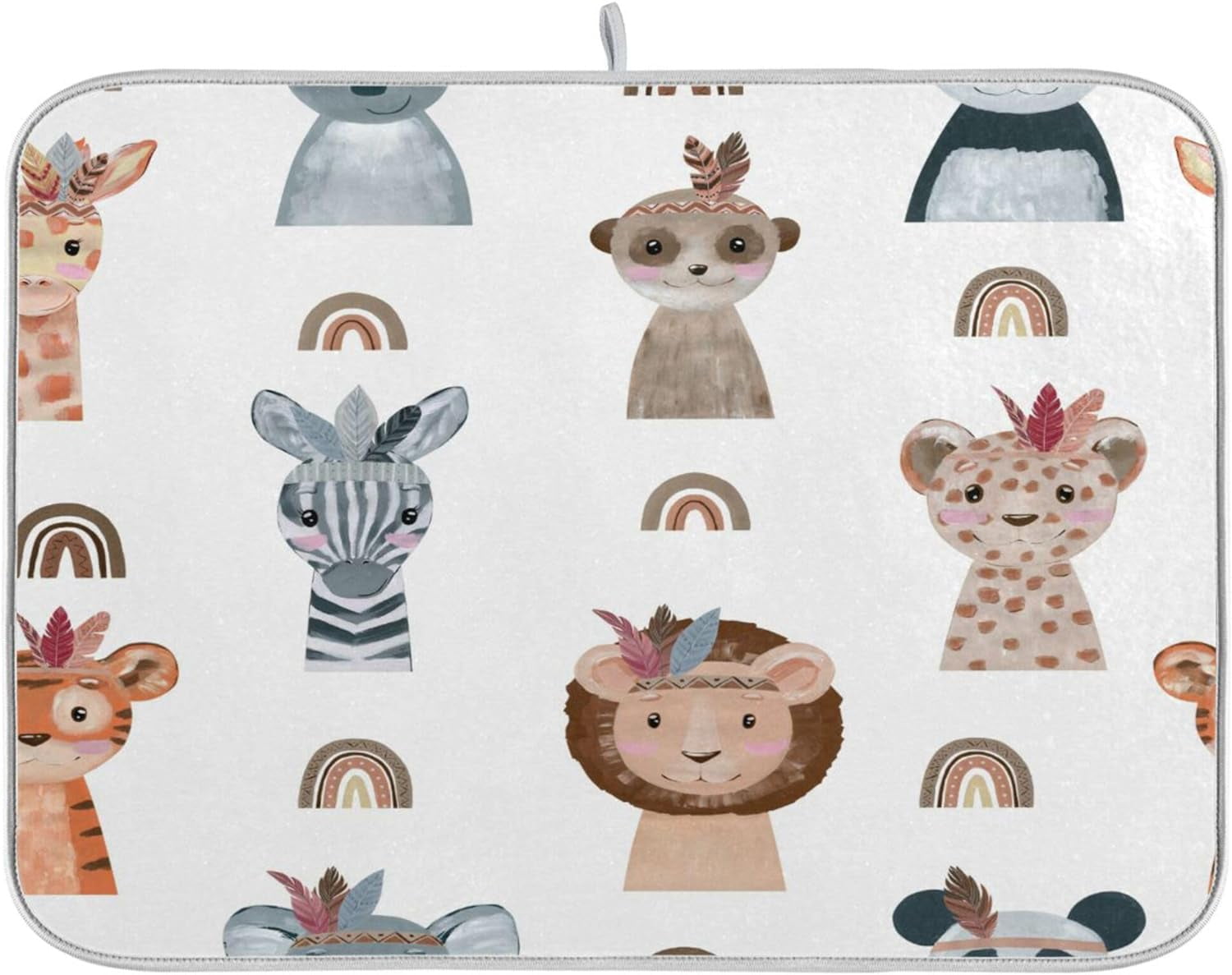 FREEAMG Cute Forest Animals Dish Drying Mats for Kitchen Counter, Heat ...
