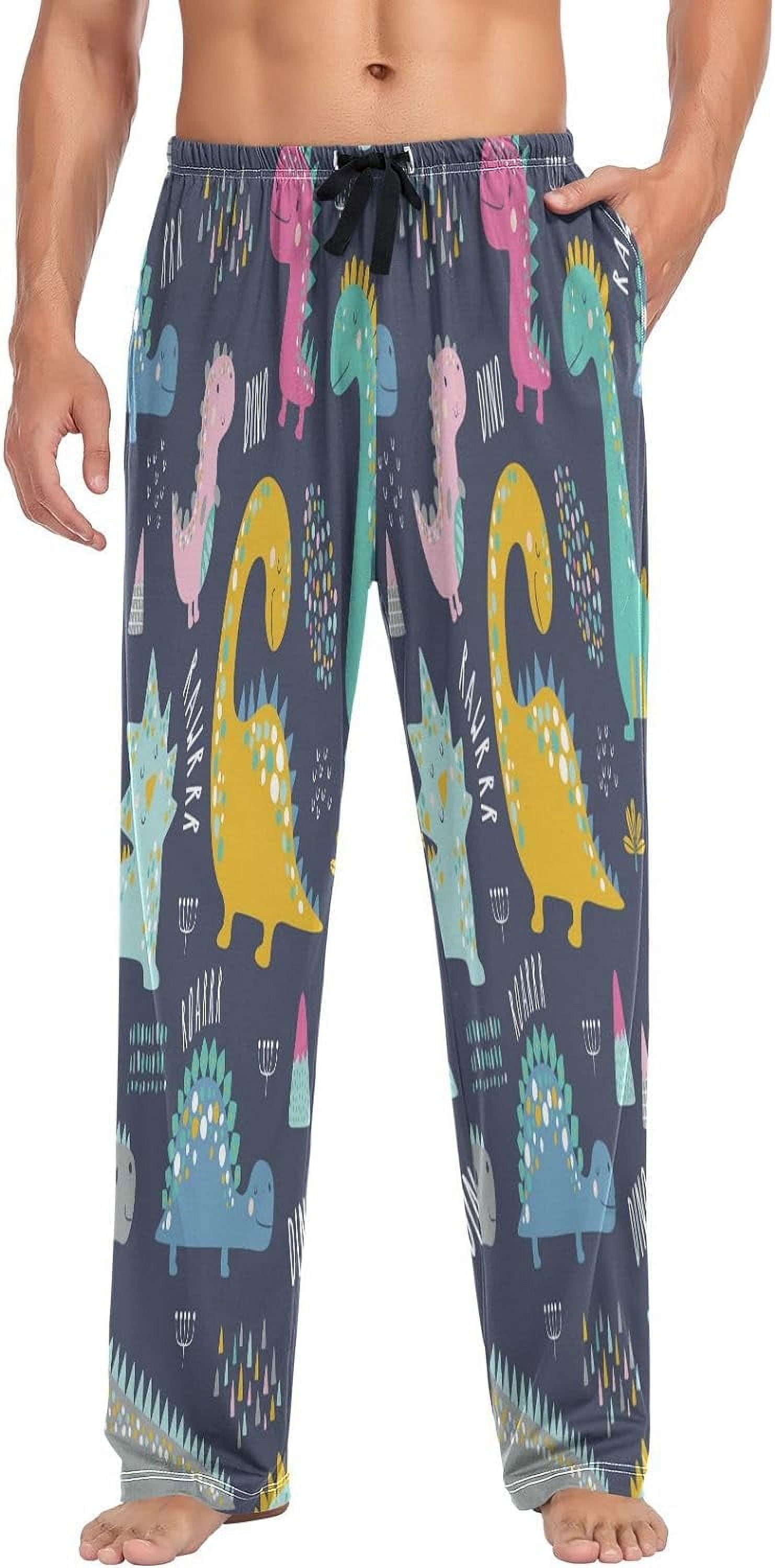 FREEAMG Cute Funny Kids Dinosaurs Pajama Pants for Men, Men's Separate ...