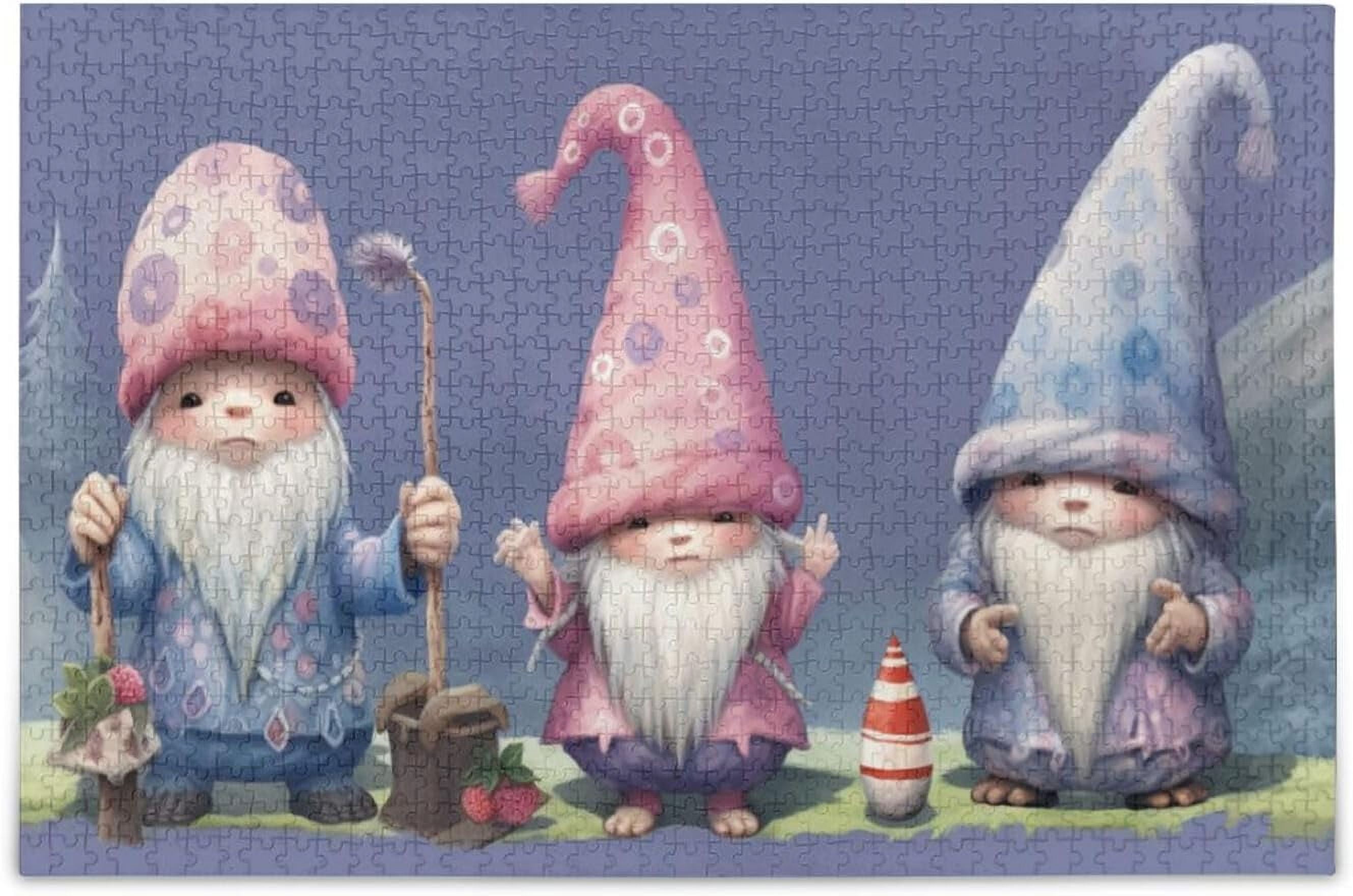 FREEAMG Cute Gnome Jigsaw Puzzle 500 Pieces,Wooden Puzzles Family Games ...