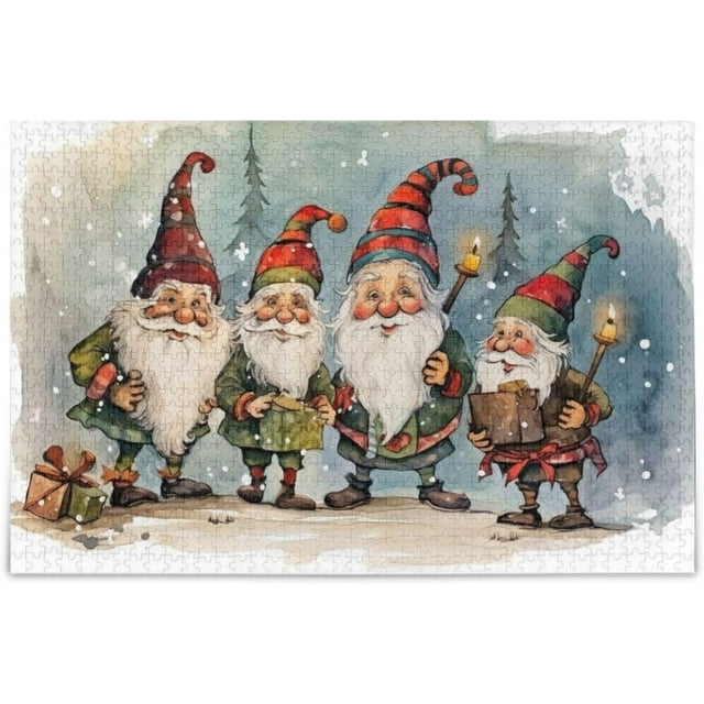 FREEAMG Cute Gnomes Christmas Puzzle 1000 Pieces - Wooden Jigsaw ...