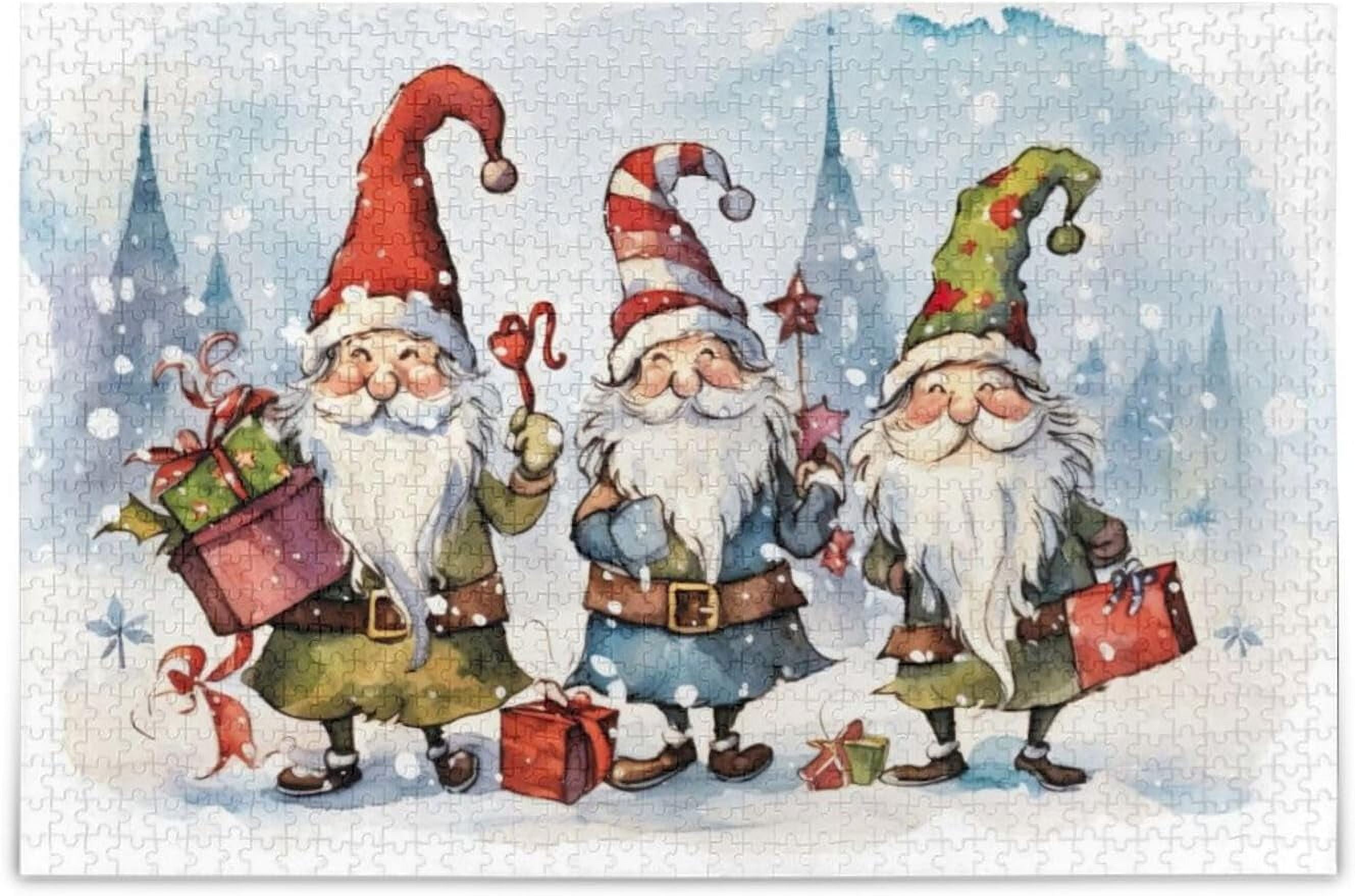 FREEAMG Cute Gnomes Christmas Puzzle 500 Pieces - Wooden Jigsaw Puzzles ...