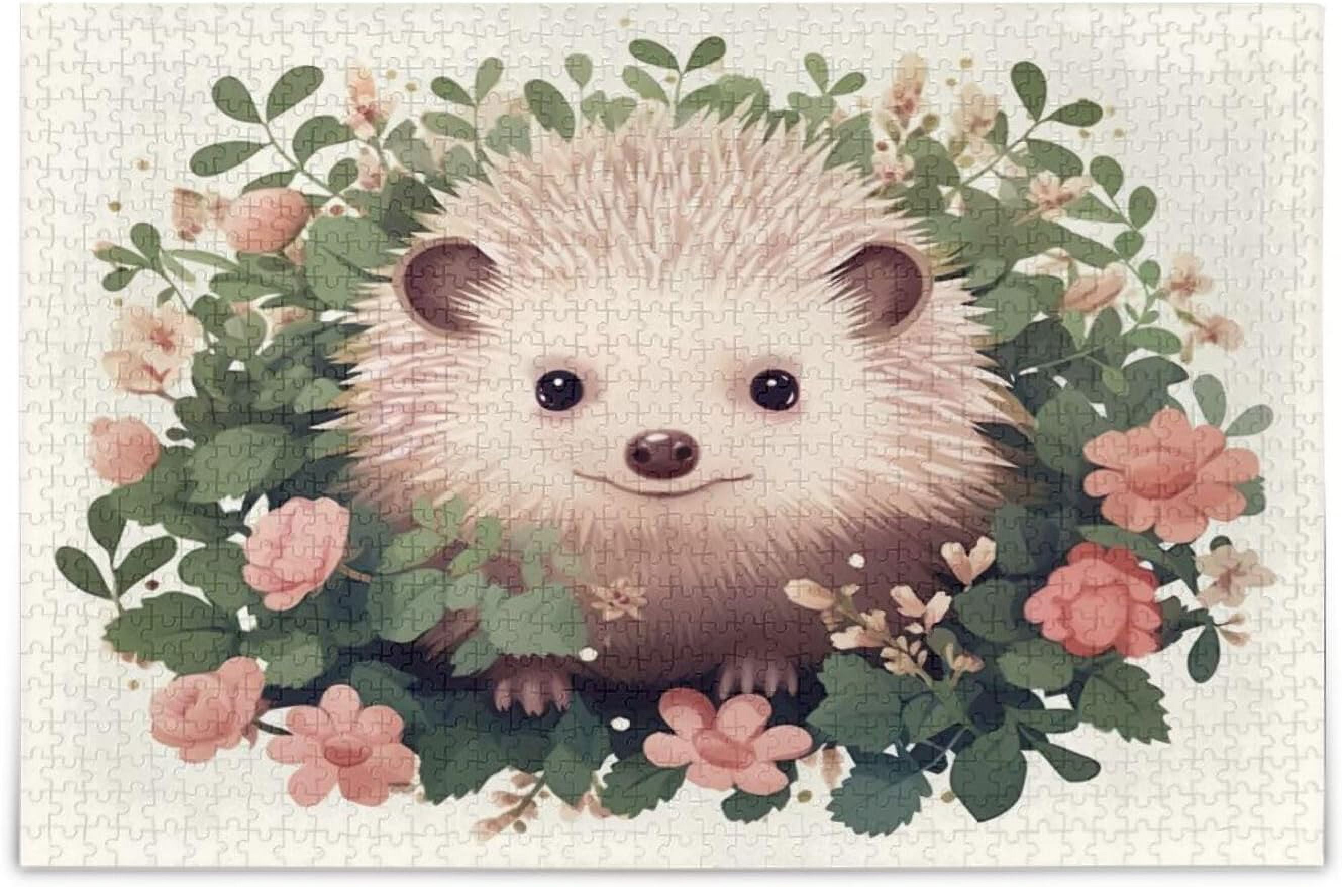 FREEAMG Cute Hedgehog Puzzle 500 Pieces - Wooden Jigsaw Puzzles for ...