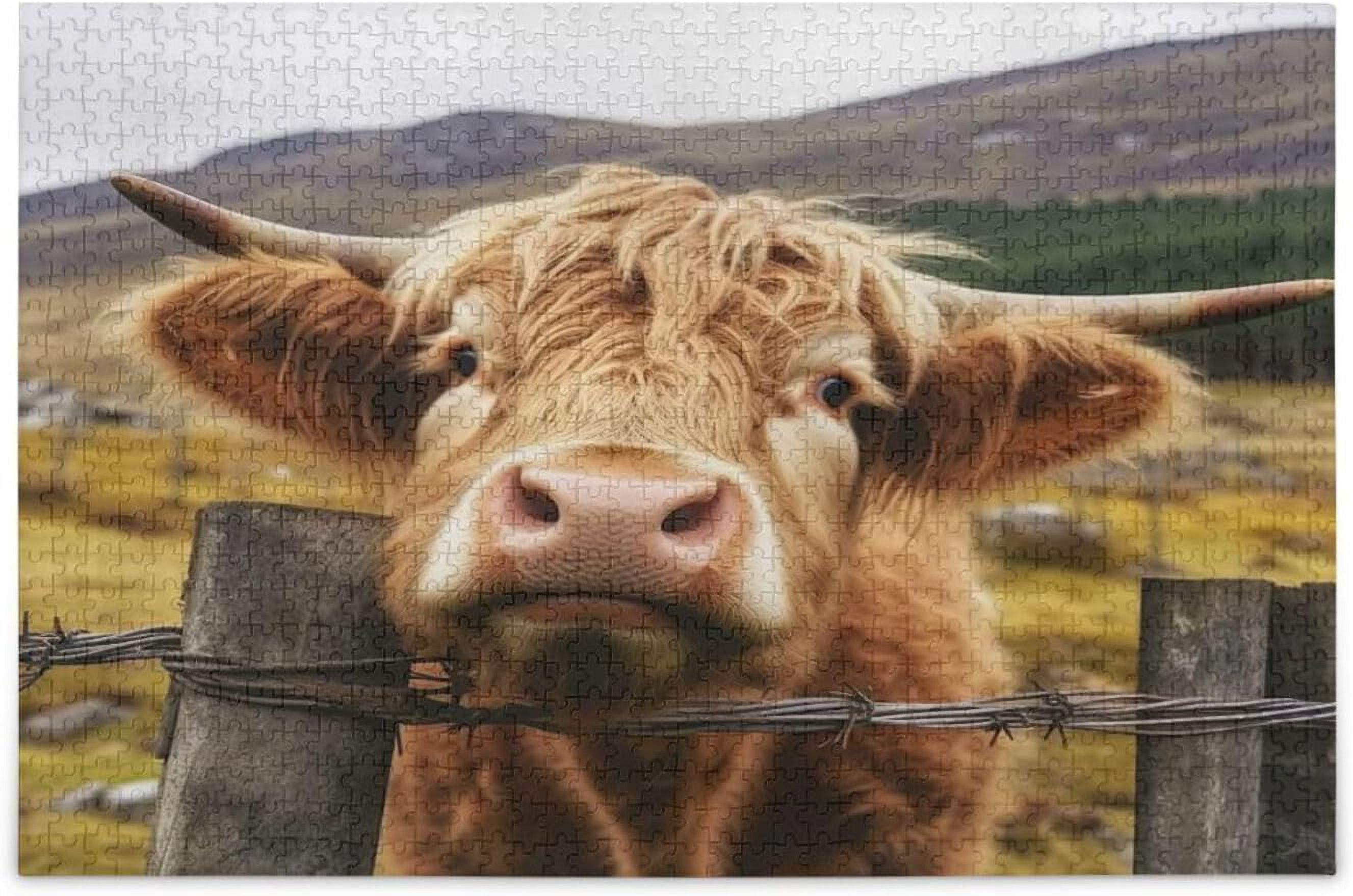 FREEAMG Cute Highland Cattle Jigsaw Puzzles for Adults 500 Pieces ...