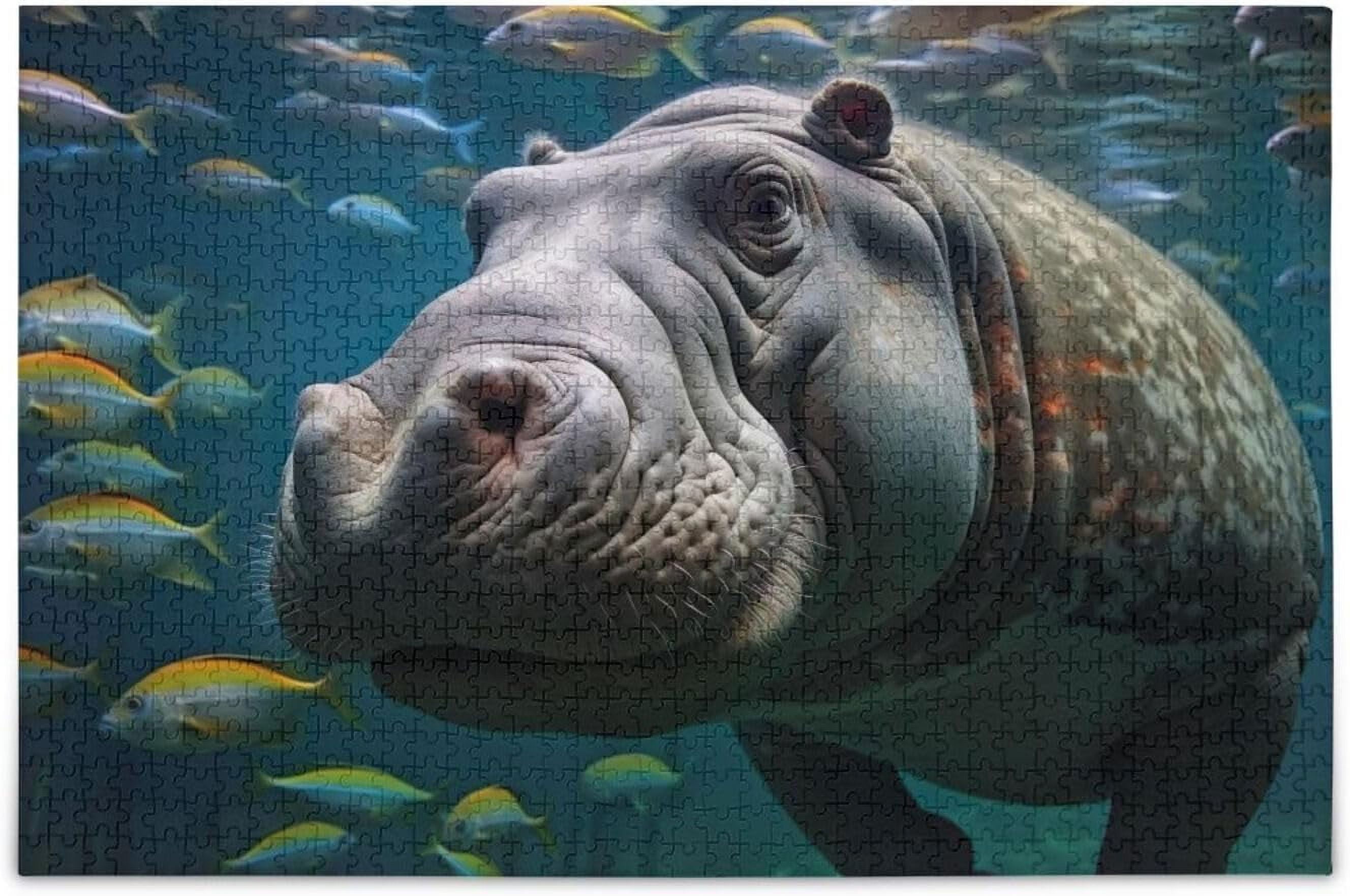 FREEAMG Cute Hippo 500 Piece Puzzle for Adults, Family Game ...