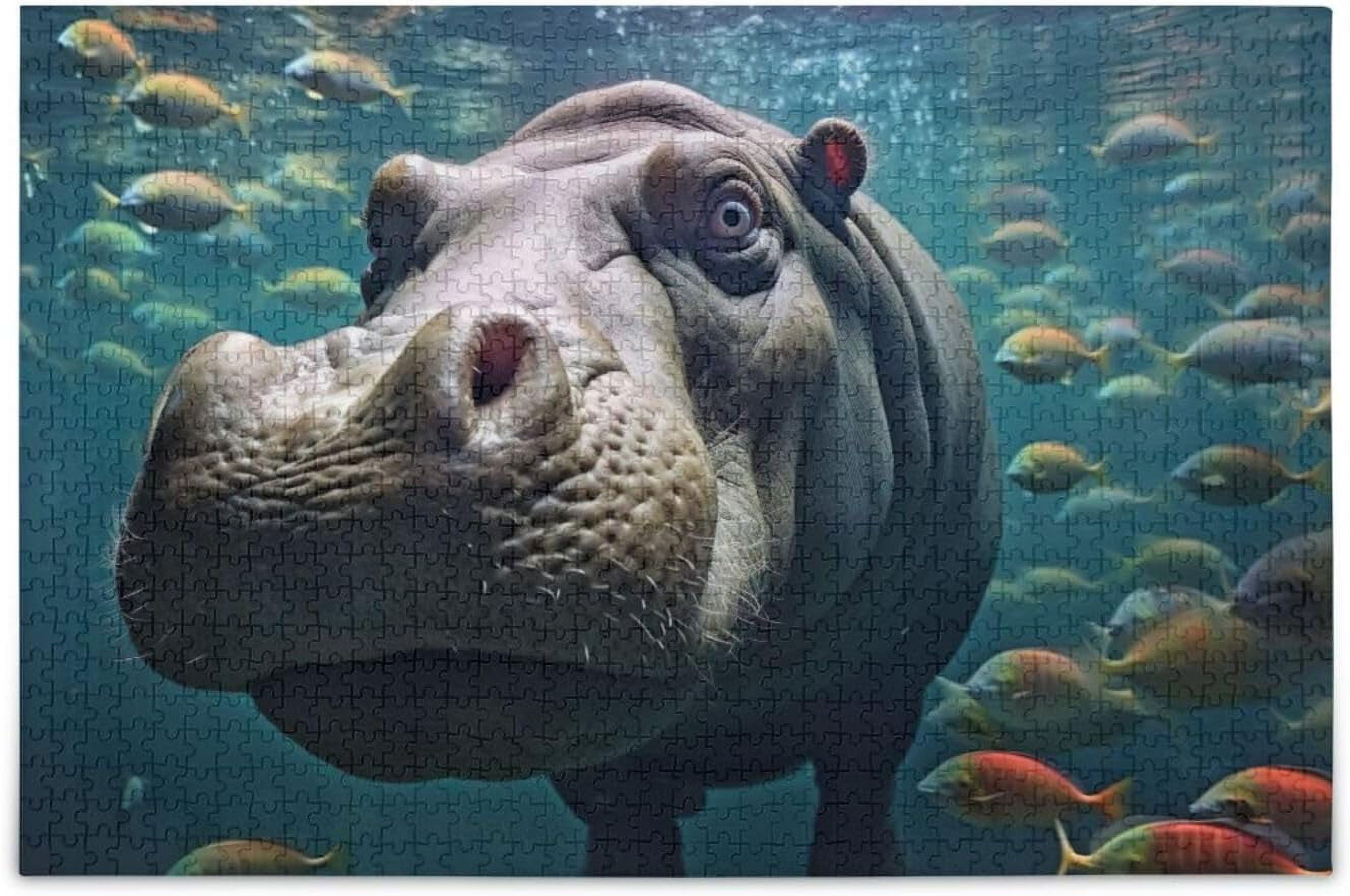 FREEAMG Cute Hippo Jigsaw Puzzles for Adults 1000 Pieces, Decompression ...