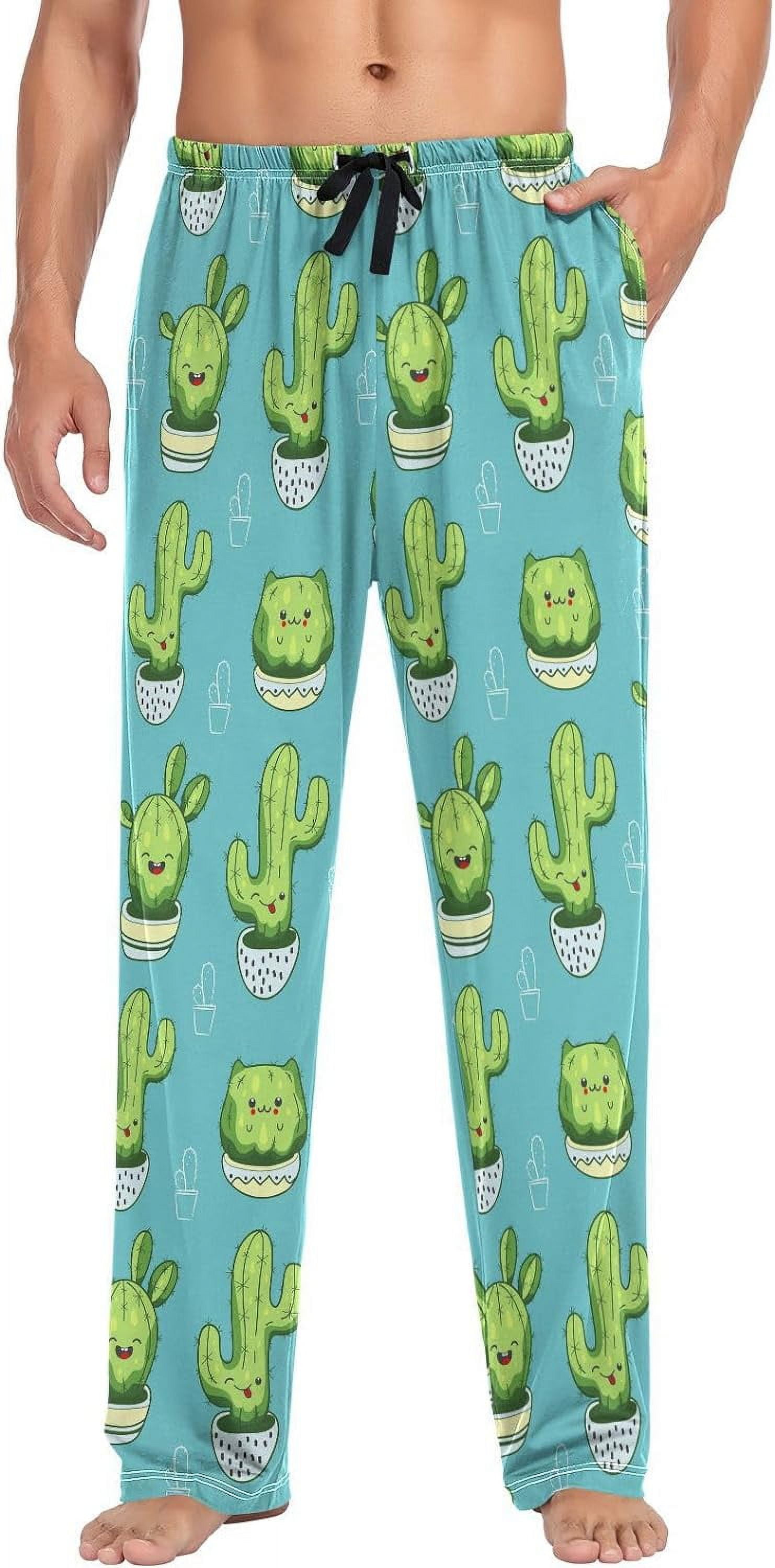 FREEAMG Cute Kawaii Cactus Pajama Pants for Men, Men's Separate Bottoms ...