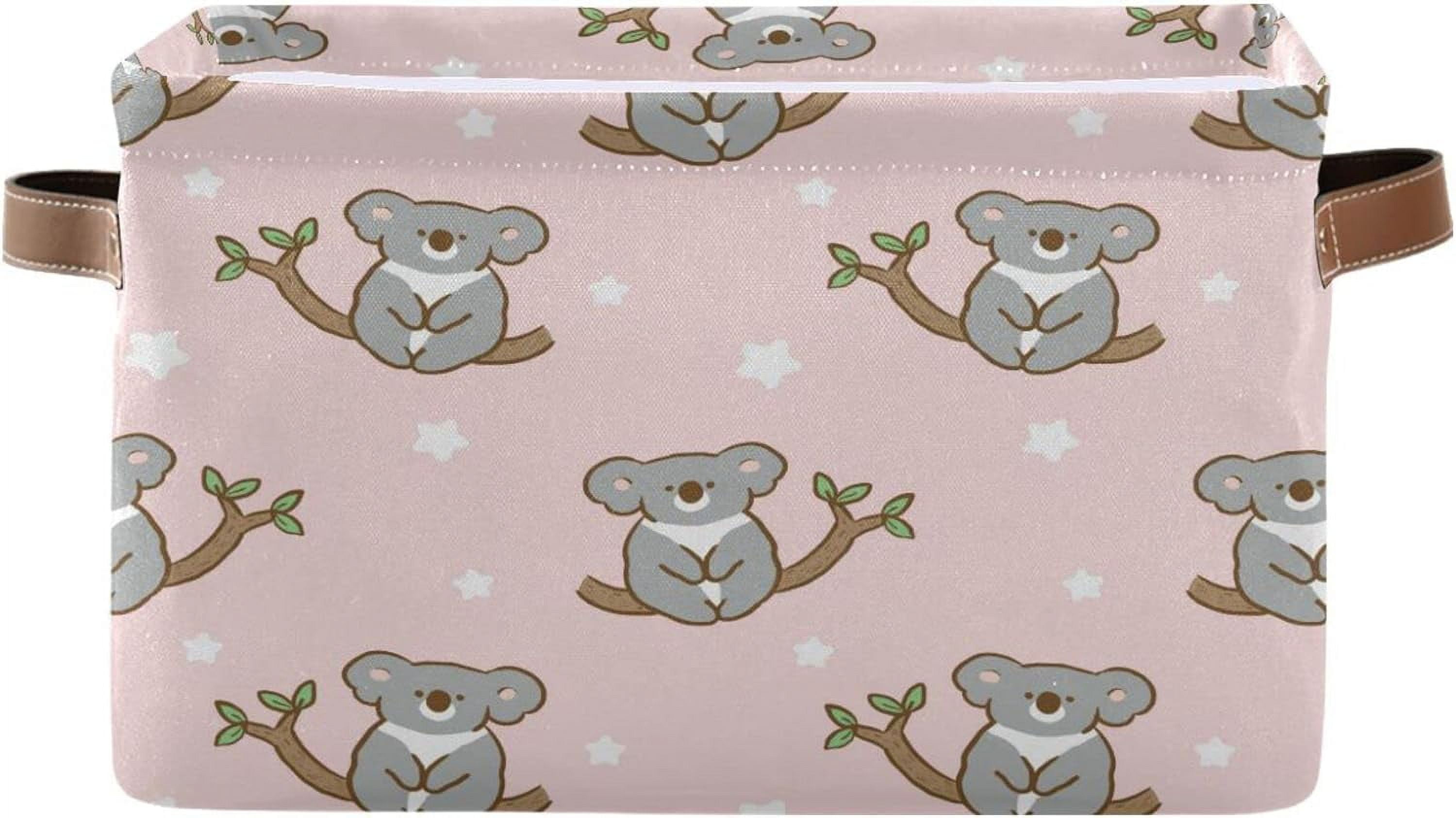 FREEAMG Cute Koala Large Square Storage Basket Bin with Handles 2PCS ...