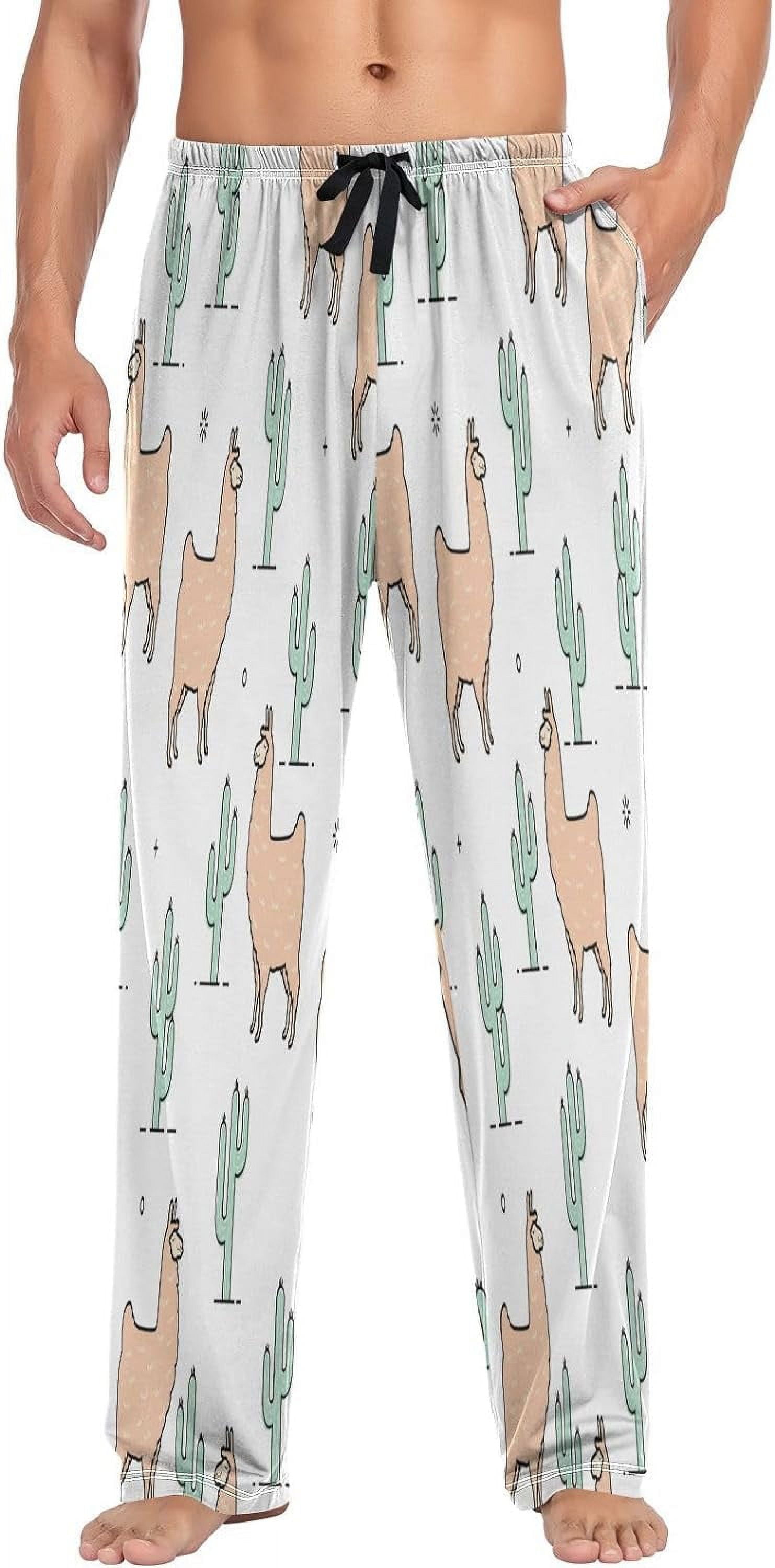 FREEAMG Cute Llama and Cactus Pajama Pants for Men, Men's Separate ...