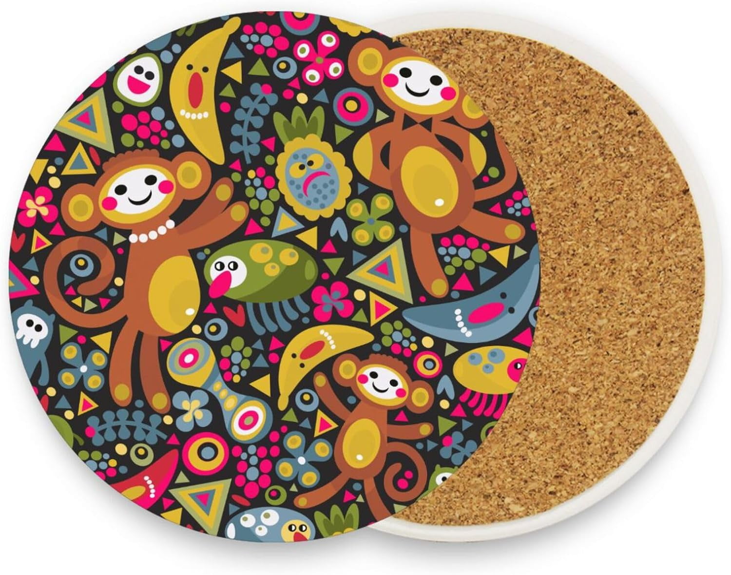 FREEAMG Cute Monkey Coasters for Drinks Set of 2, Absorbent Ceramic ...
