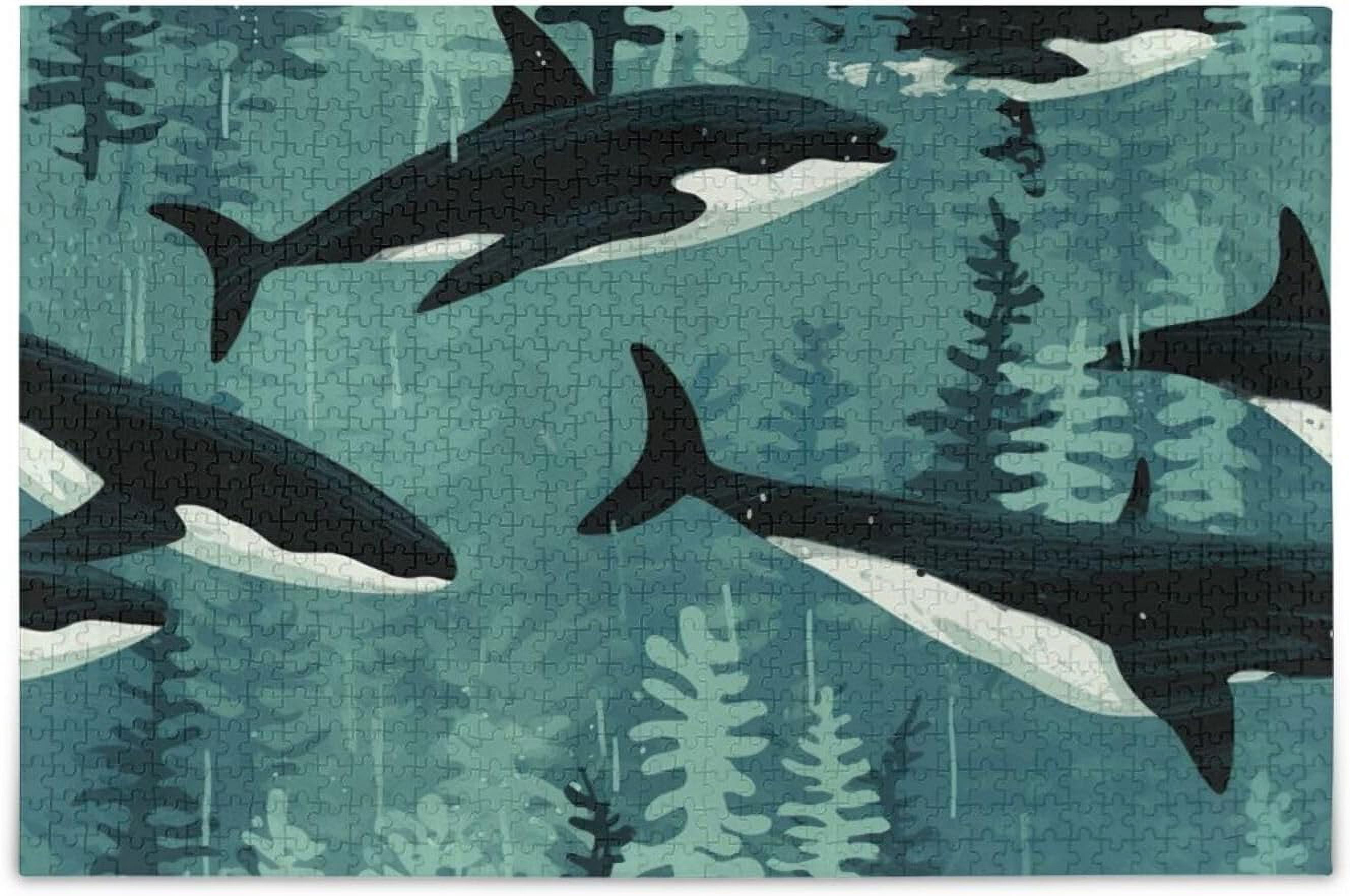 FREEAMG Cute Orca Whales Puzzle 1000 Pieces - Wooden Jigsaw Puzzles for ...