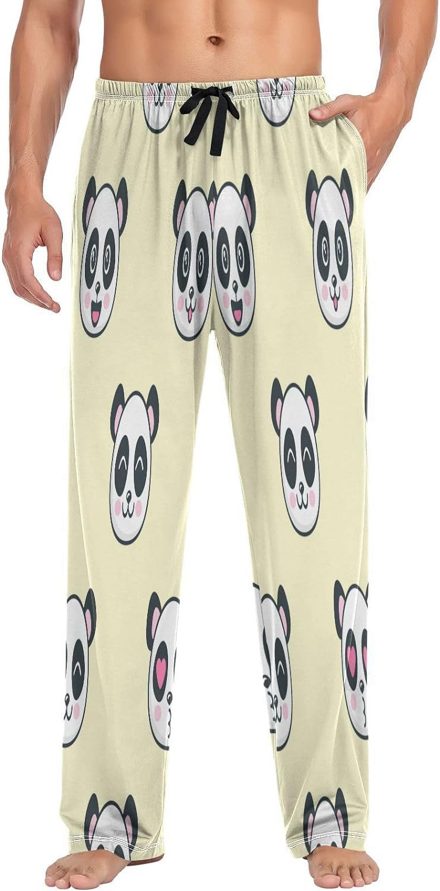 FREEAMG Cute Panda Faces Pajama Pants for Men, Men's Separate Bottoms ...