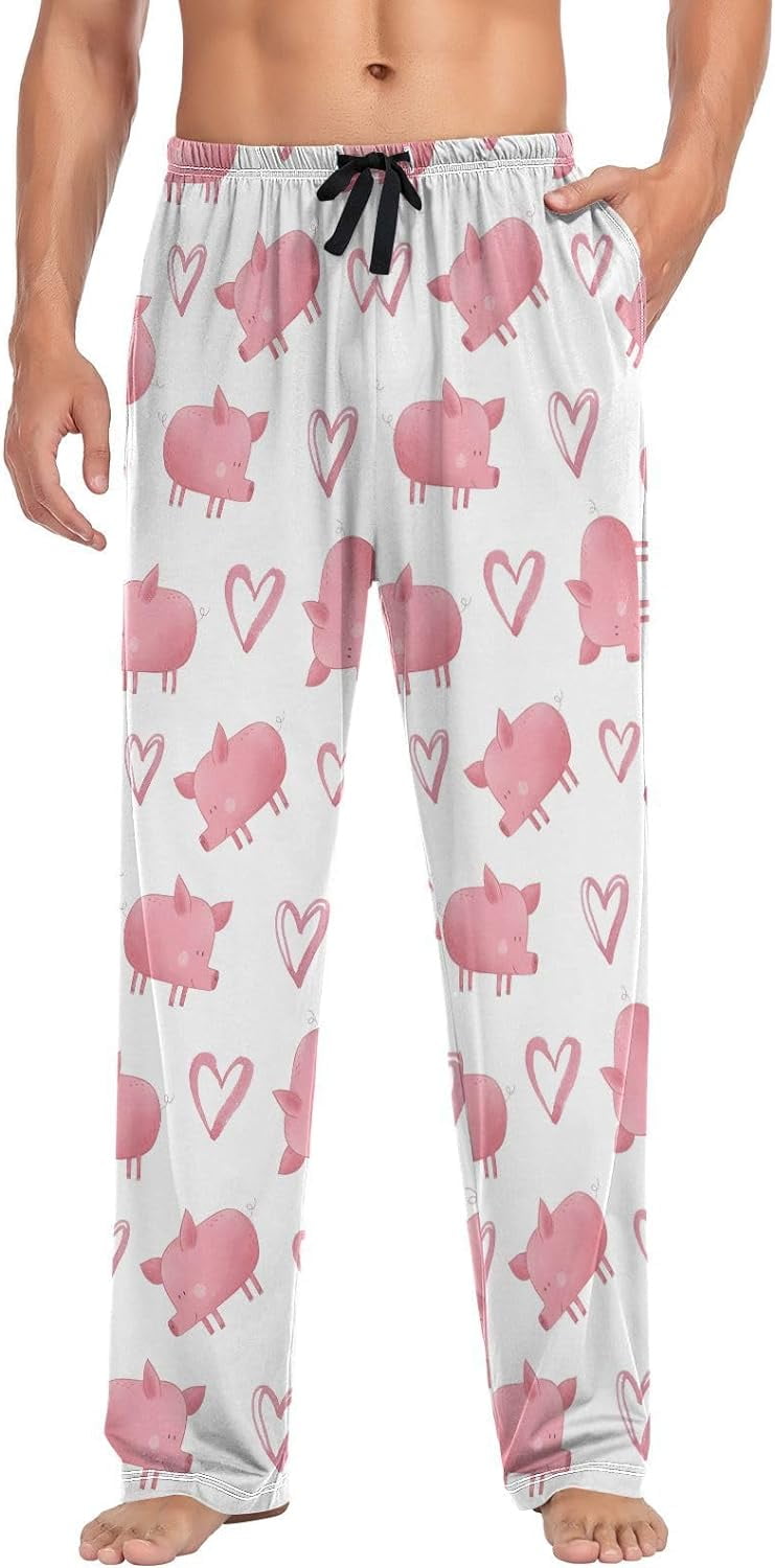 FREEAMG Cute Pig Pajama Pants for Men, Men's Separate Bottoms, Pure Cotton Comfortable Lounge ...