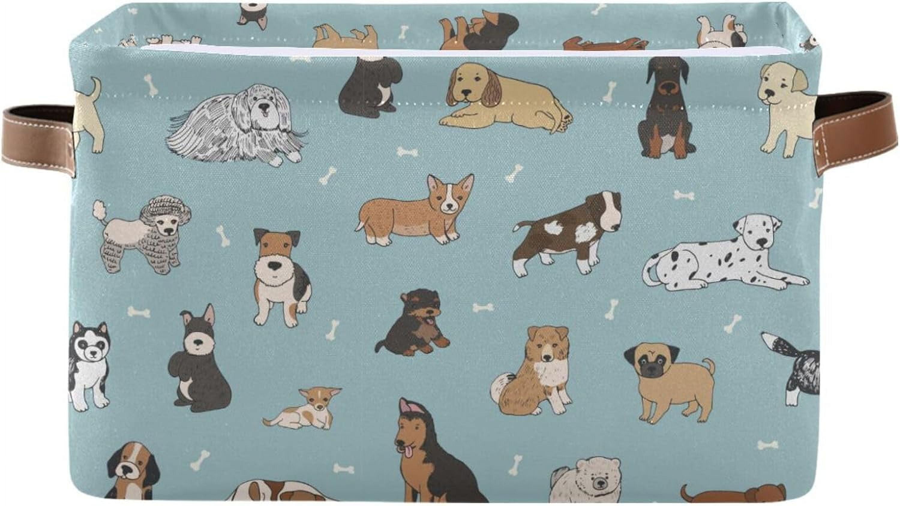 FREEAMG Cute Puppy Dog Pets Storage Basket, Durable Canvas Organizer ...