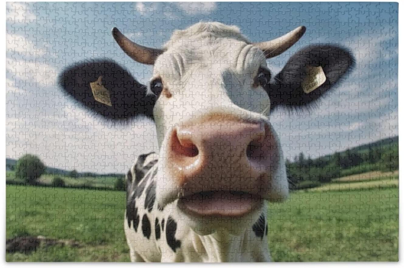 FREEAMG Cute Ranch Cows Jigsaw Puzzles for Adults or Kids 500 Piece ...