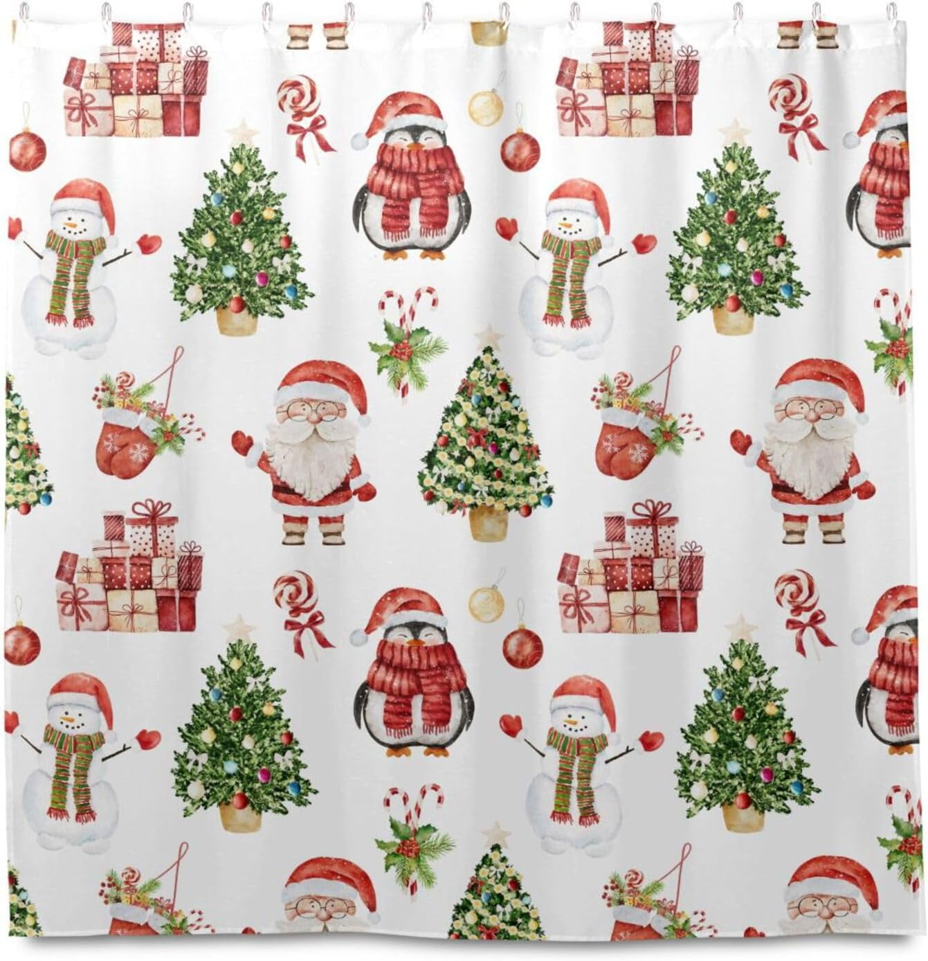 FREEAMG Cute Santa Claus Shower Curtain - 72x72 Inch Waterproof Fabric ...