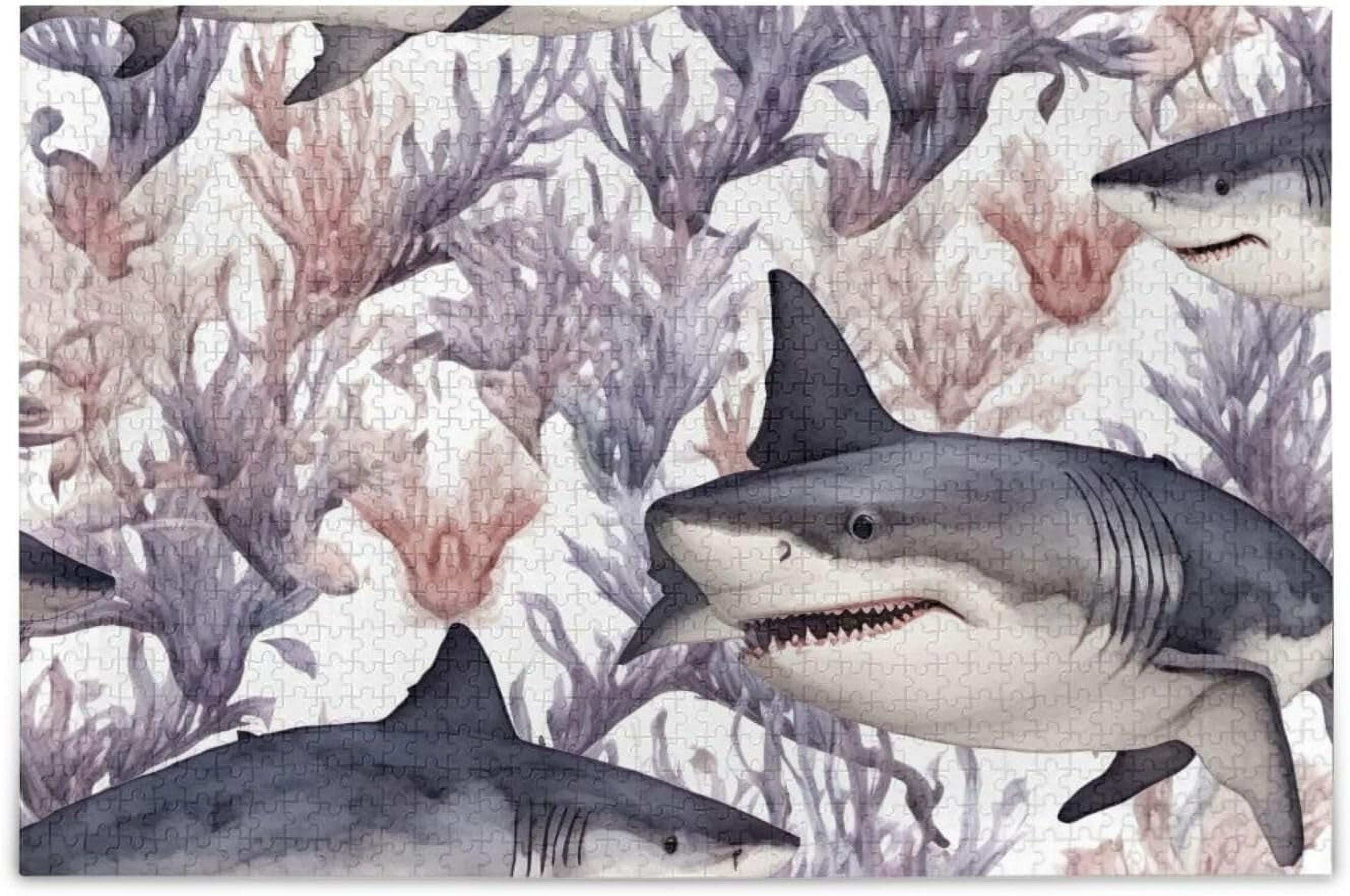 FREEAMG Cute Sharks Puzzle 500 Pieces - Wooden Jigsaw Puzzles for ...