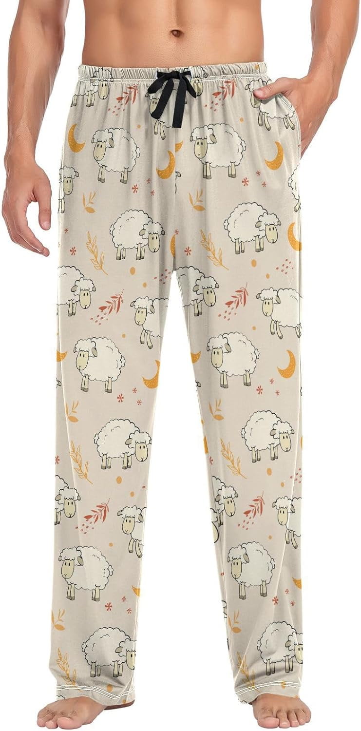 FREEAMG Cute Sheep Pajama Pants for Men, Men's Separate Bottoms, Pure ...