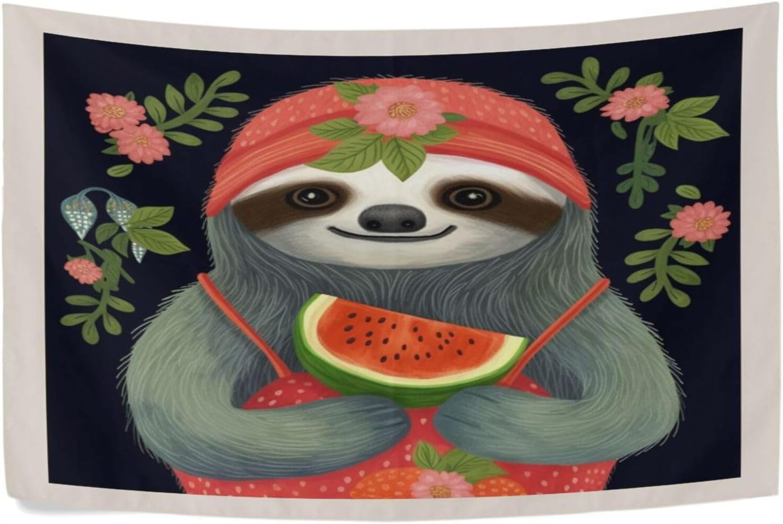 FREEAMG Cute Sloth Glasses Tapestry Hippie Wall Hanging Tapestries ...