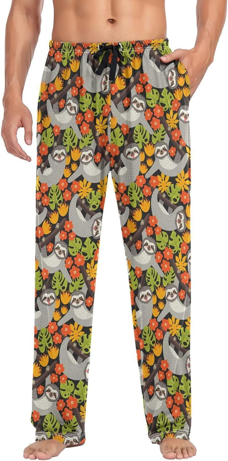 FREEAMG Cute Sloth Pajama Pants for Men, Men's Separate Bottoms, Pure ...