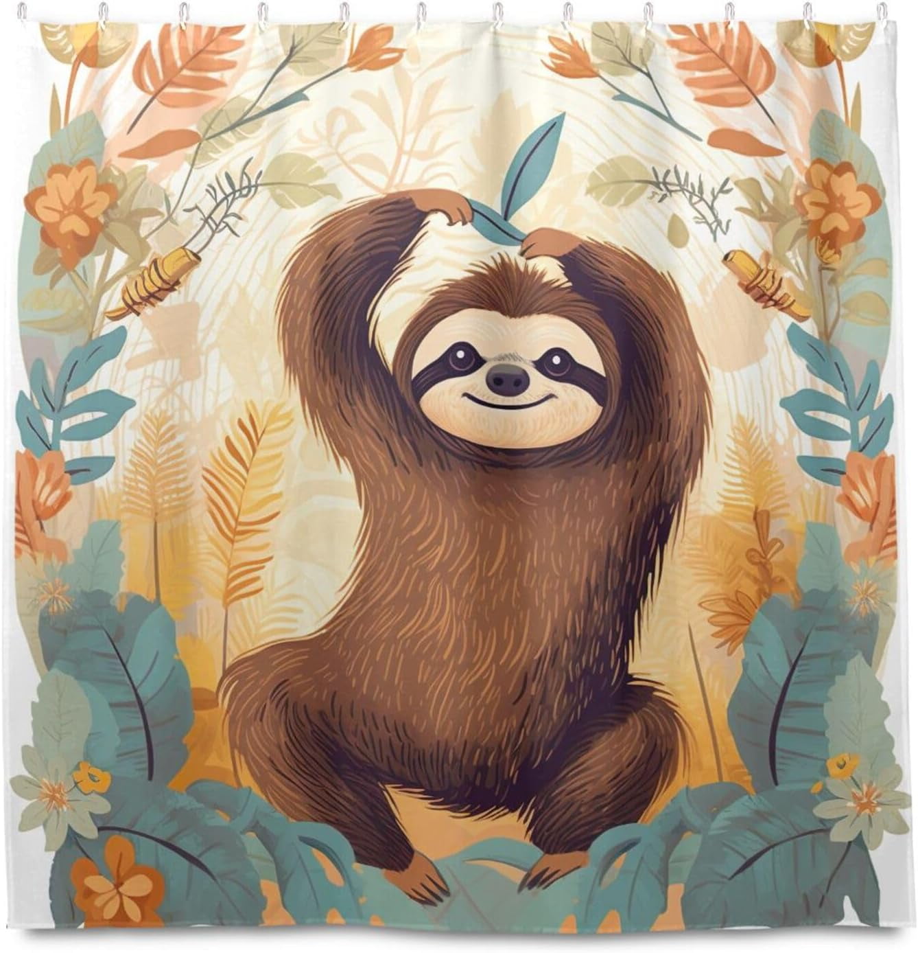 FREEAMG Cute Sloth Shower Curtain - 72x72 Inch Waterproof Fabric Shower ...