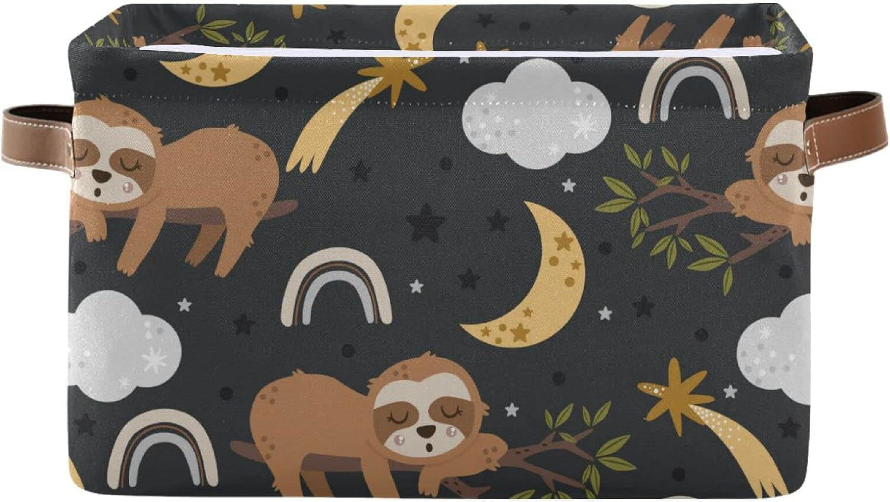 FREEAMG Cute Sloth Storage Basket with Handles Collapsible Storage Bins ...