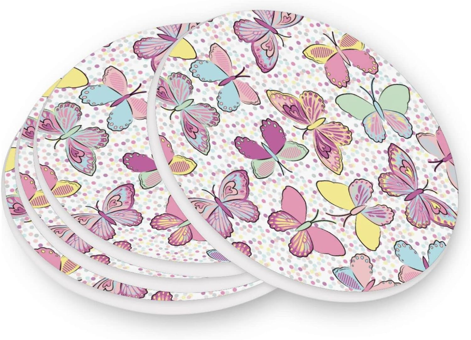 FREEAMG Cute Spring Butterfly Coasters for Drinks Set of 4, Absorbent ...