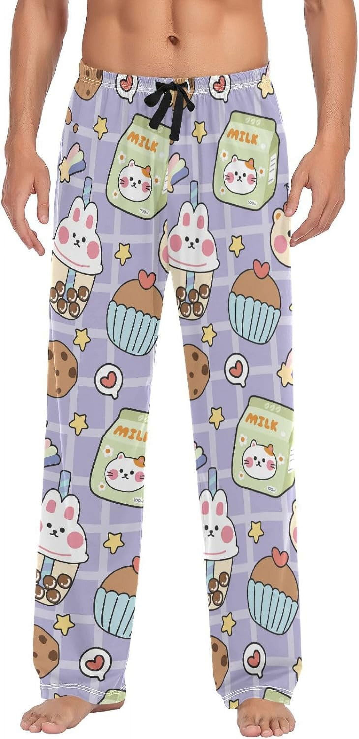 FREEAMG Cute Sticker Cartoon Pajama Pants for Men, Men's Separate ...