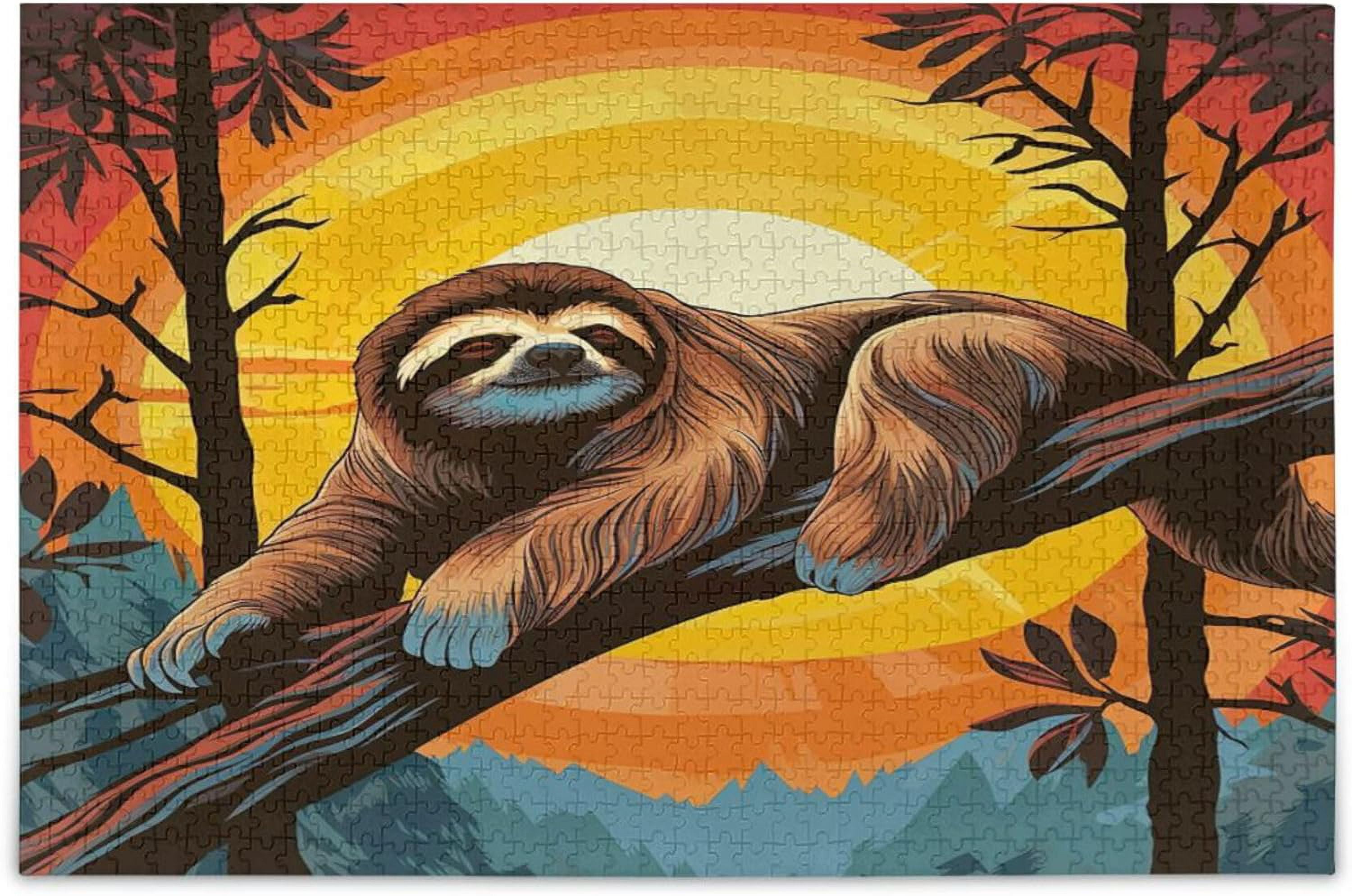 FREEAMG Cute Tree Sloth Puzzle for Children Adult 1000 Piece Jigsaw ...