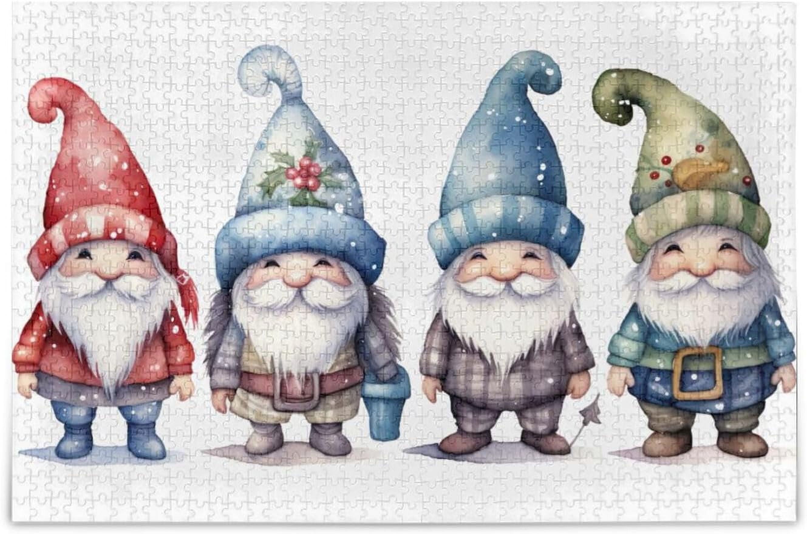 FREEAMG Cute Winter Gnomes Puzzle 1000 Pieces - Wooden Jigsaw Puzzles ...