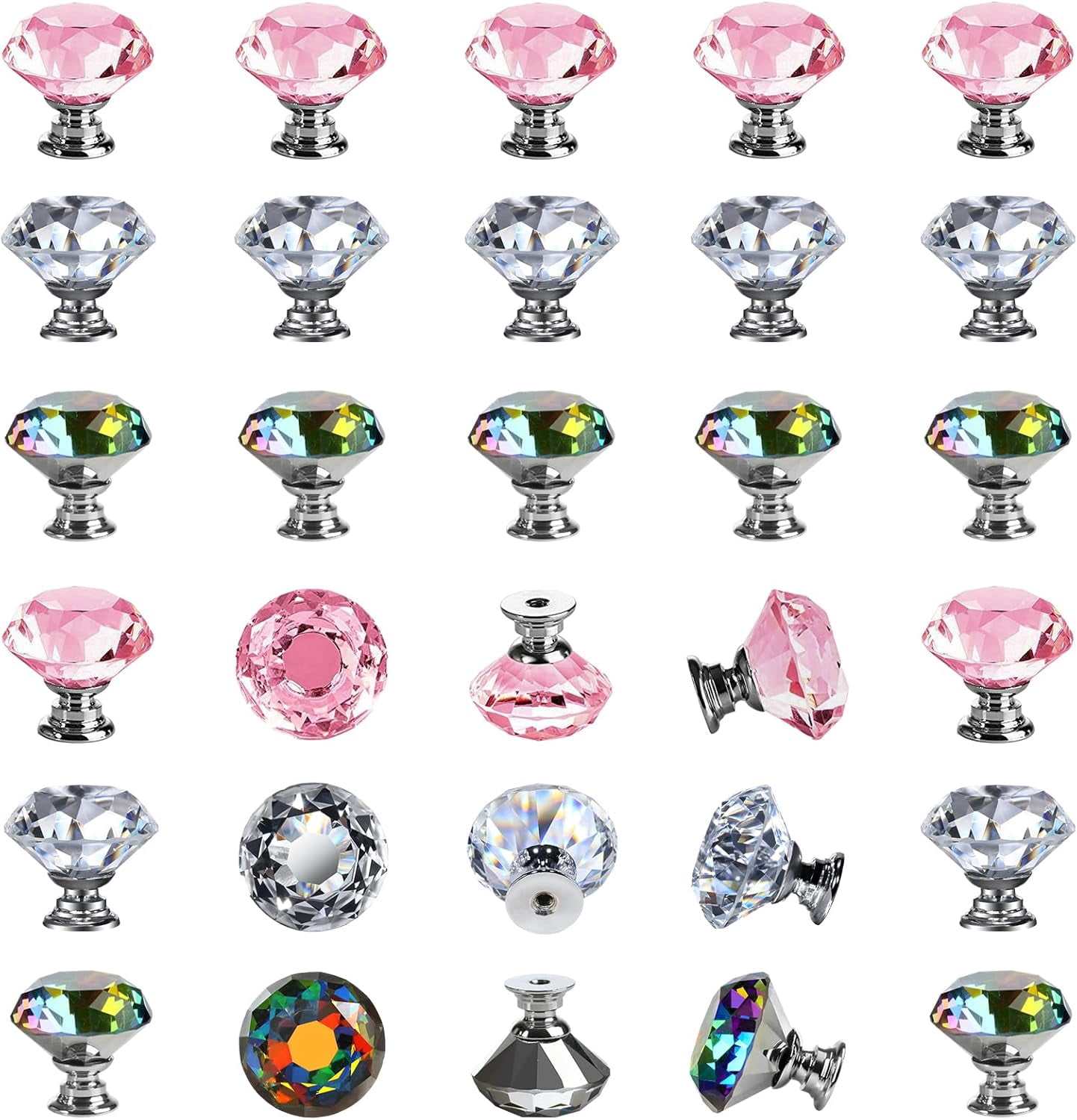 FREEAMG DEELF 30 Packs Crystal Cabinet Knobs Drawer Pulls and Knobs ...