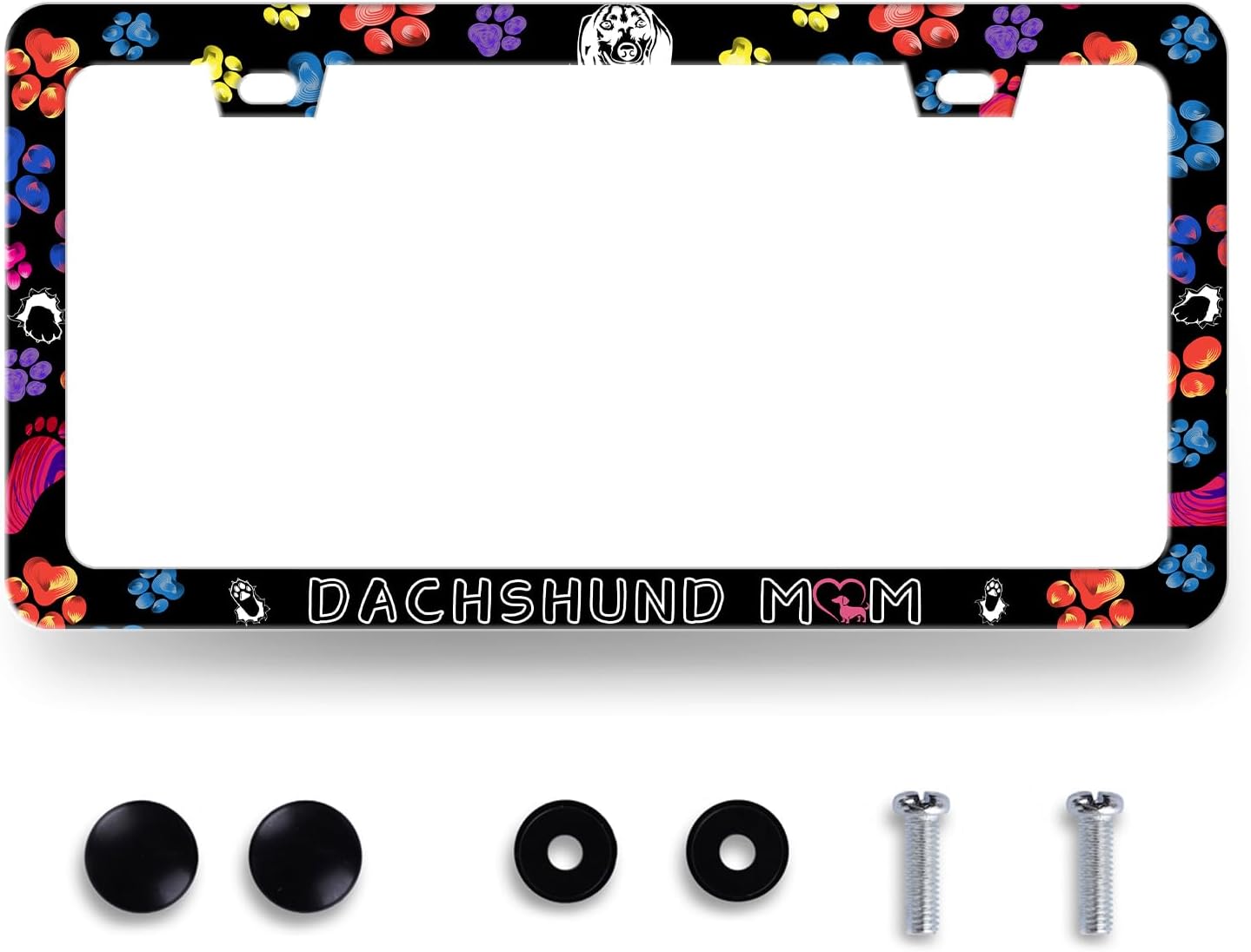 FREEAMG Dachshund Mom License Plate Frame Colorful Dog Paw Animal ...