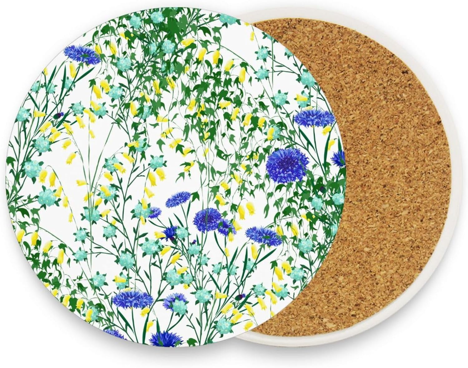 FREEAMG Daisy Flowers Coasters for Drinks Set of 2, Absorbent Ceramic ...