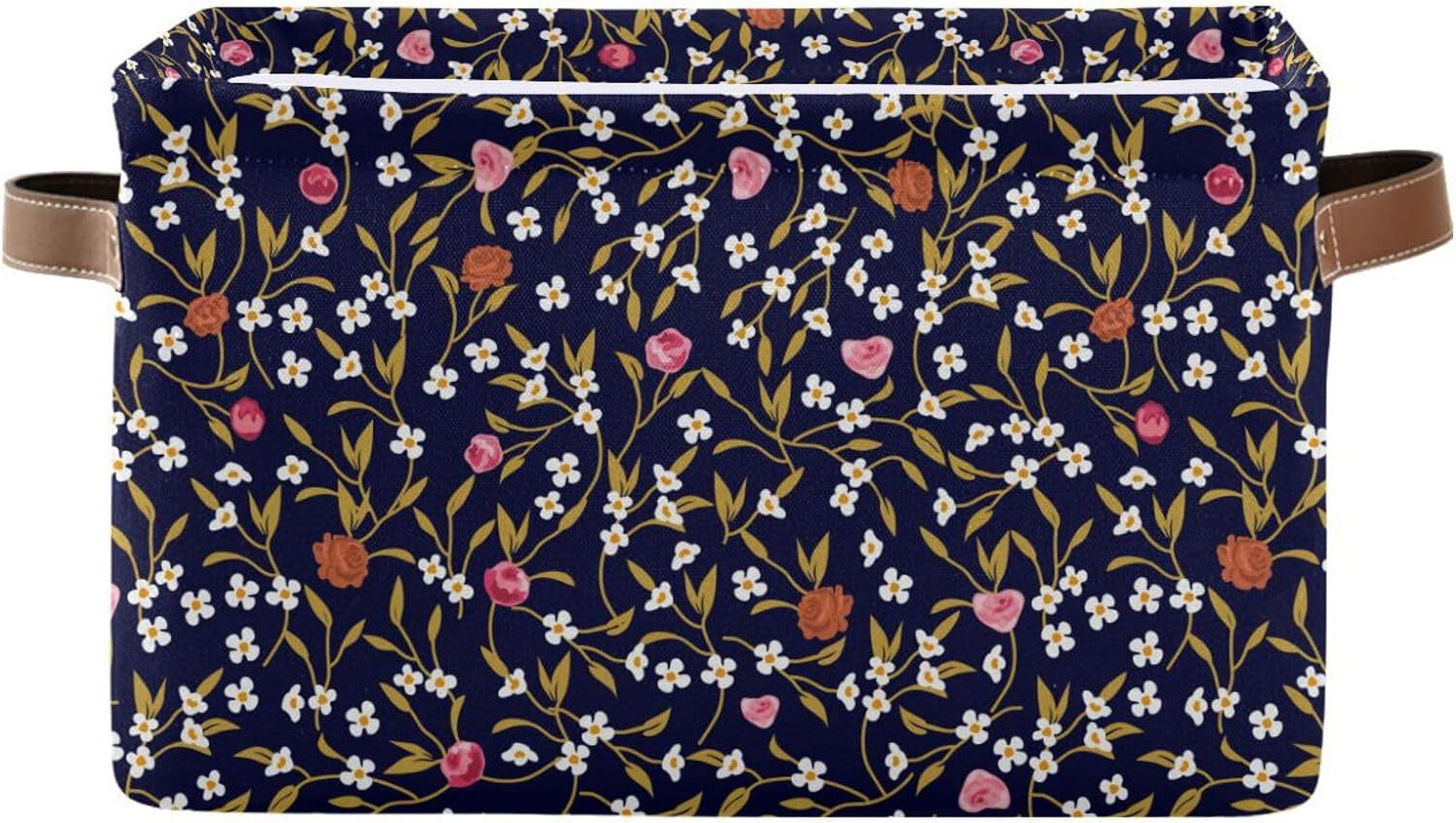 FREEAMG Daisy Flowers Foldable Canvas Storage Bin, Sturdy Fabric ...