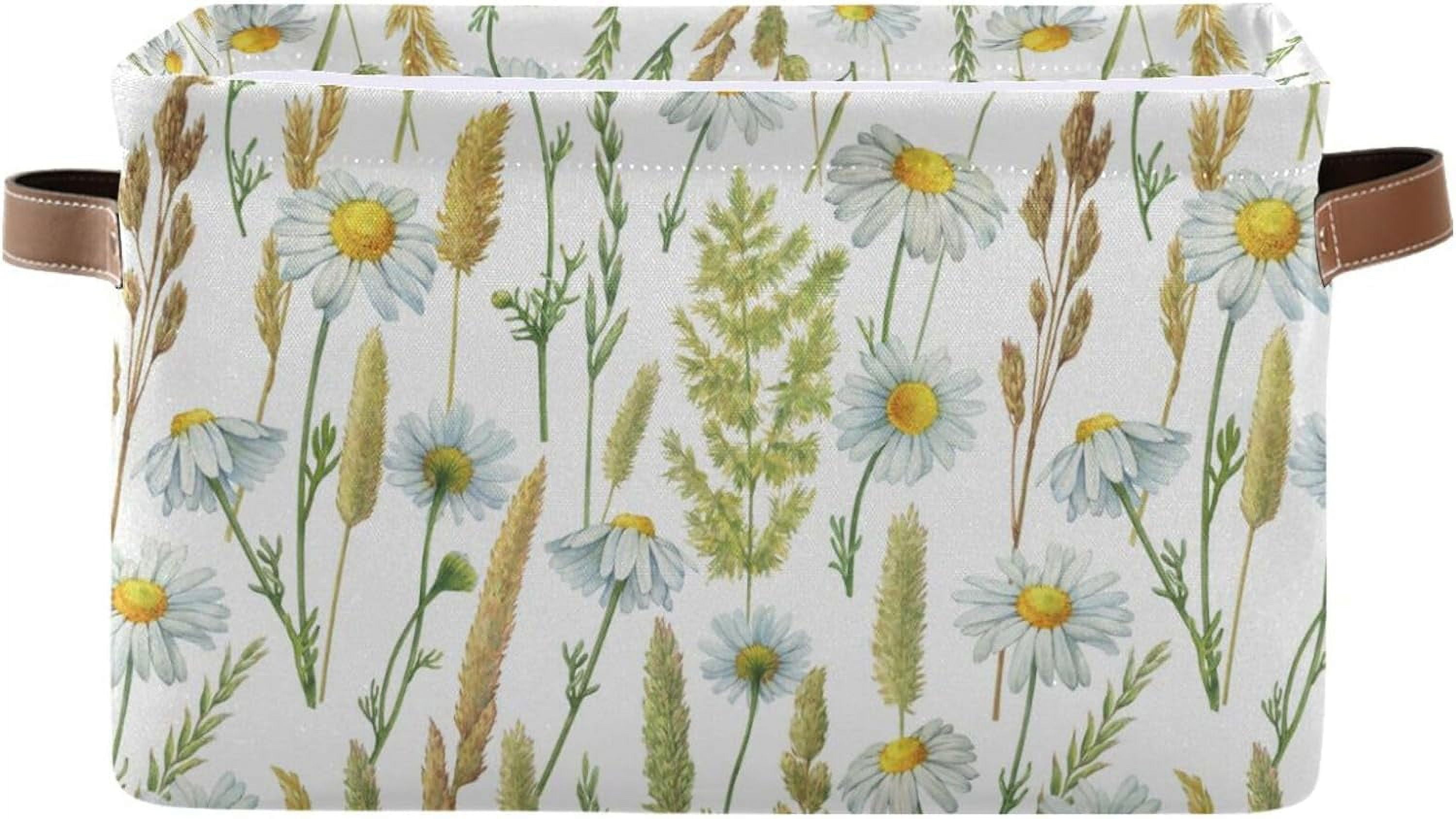 FREEAMG Daisy Reeds Foldable Canvas Storage Bin, Sturdy Fabric Storage ...