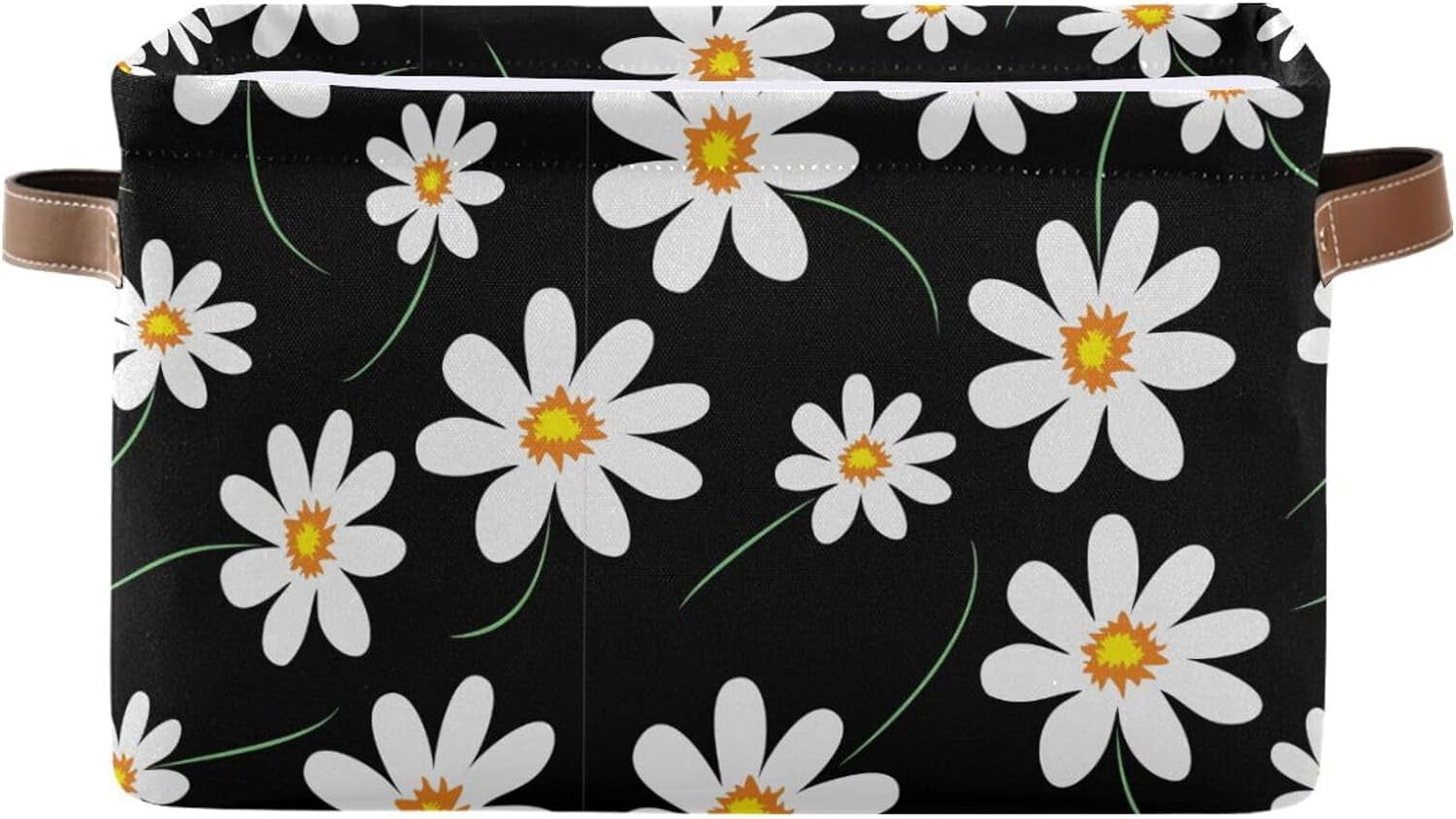 FREEAMG Daisy Storage Basket, Durable Canvas Organizer With Handles ...