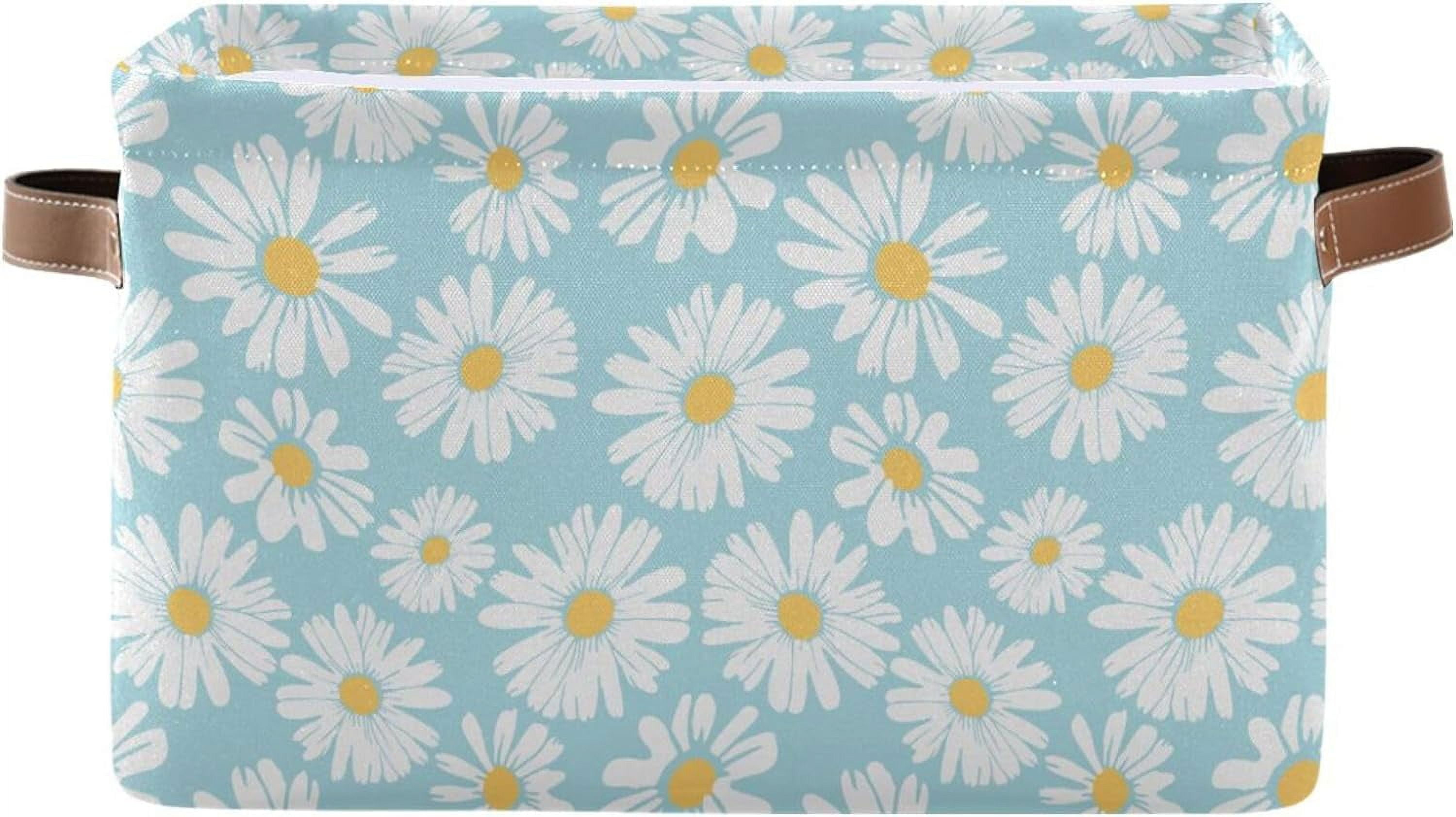 FREEAMG Daisy Storage Basket, Durable Canvas Organizer With Handles ...