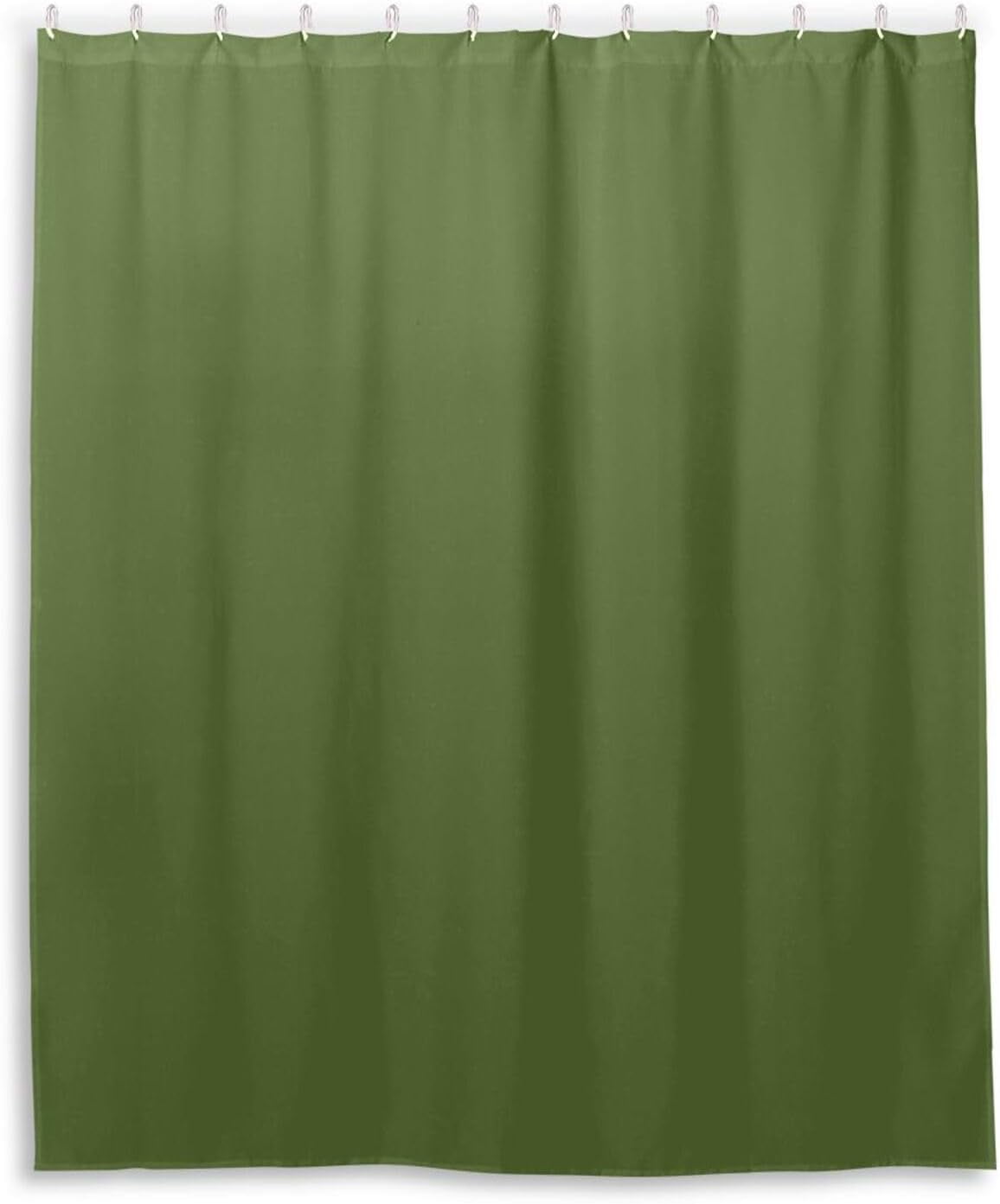 FREEAMG Dark Olive Green Solid Color Shower Curtain with Hooks ...