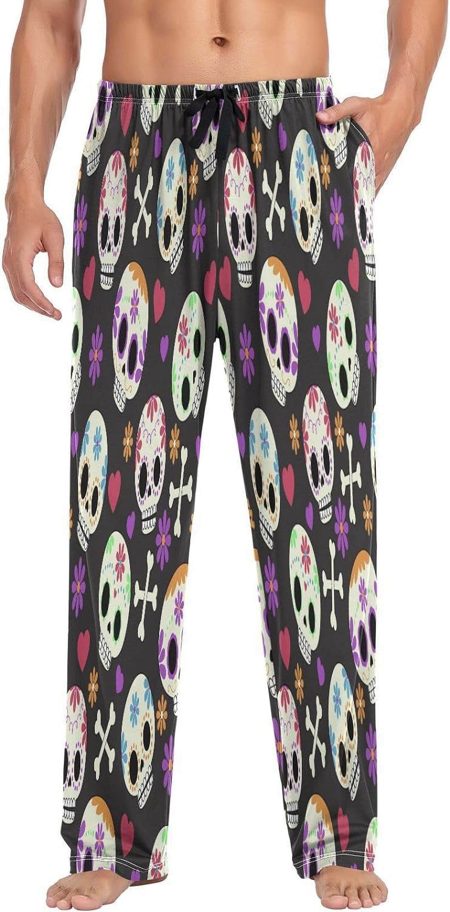 FREEAMG Day Of The Dead Theme Pajama Pants for Men, Men's Separate ...