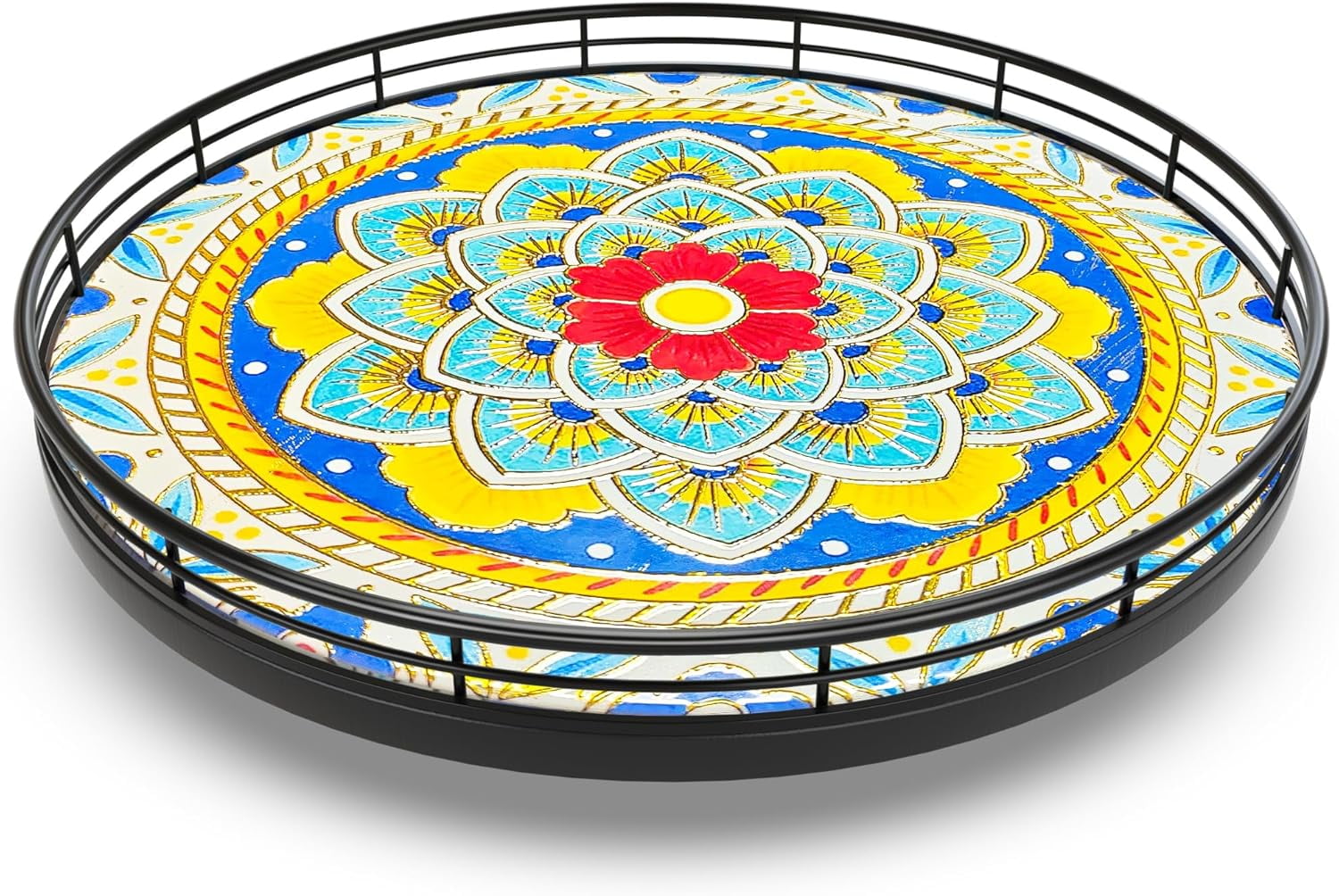 FREEAMG Decorative 3D Art Ce Lazy Susan for Table Top, 10.2" Boho ...