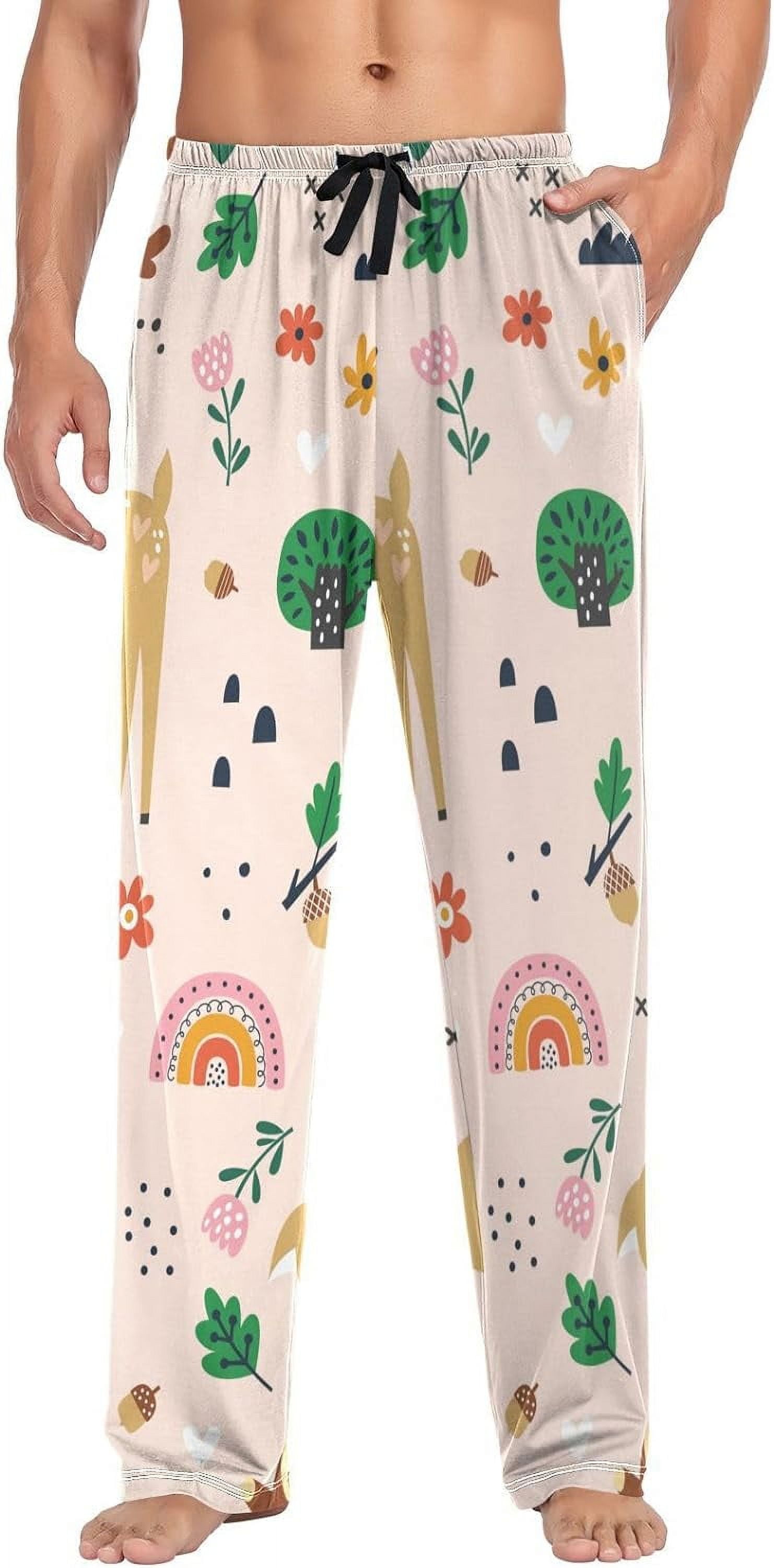 FREEAMG Deer Cotton Pajama Pant for Men, Super Soft Lightweight Lounge ...